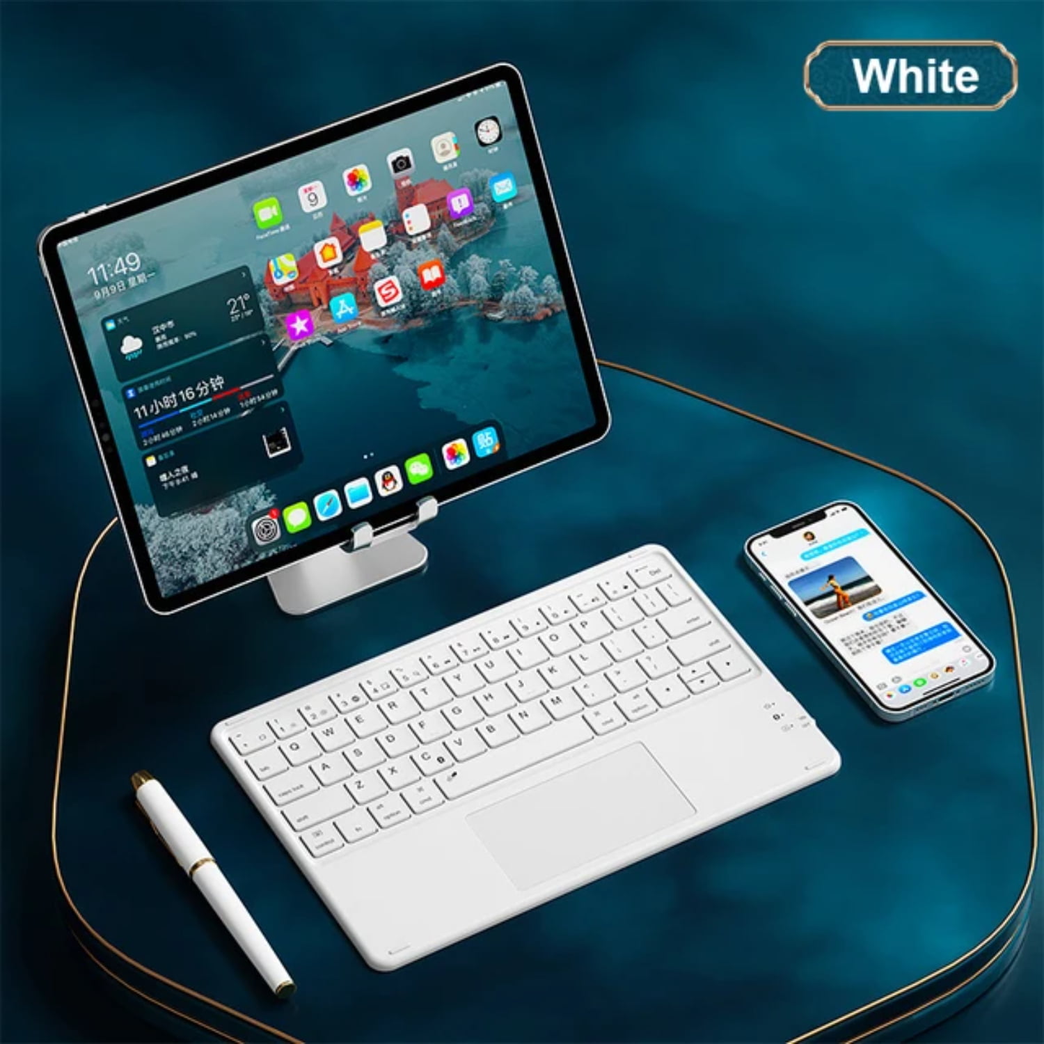 WNGHRON Wireless Keyboard Touch Bluetooth Keyboard Tablet Android IOS ...