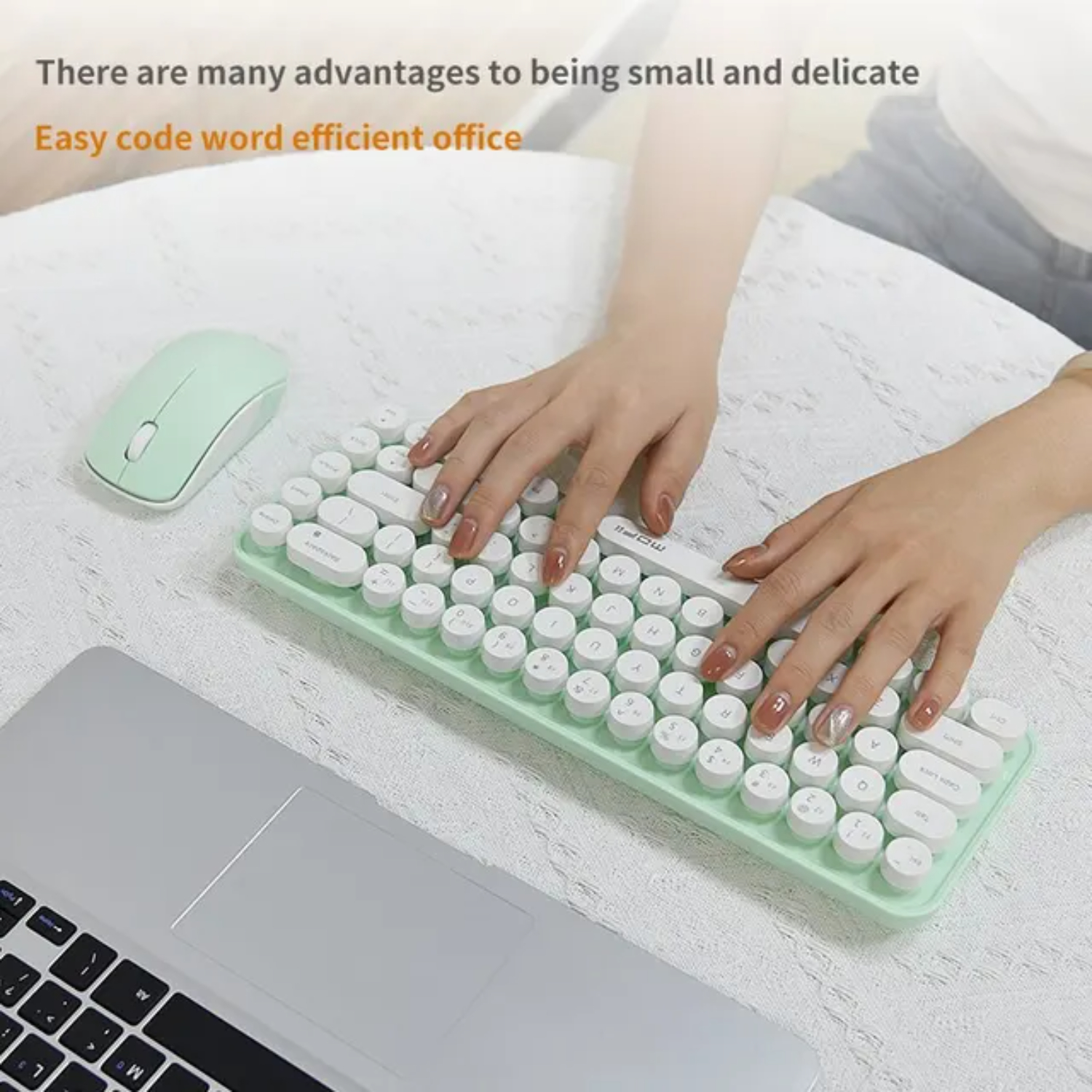 Wnghron Wireless Keyboard And Mouse Cute Colorful 68 Round Keycap Compact Keyboard Computer