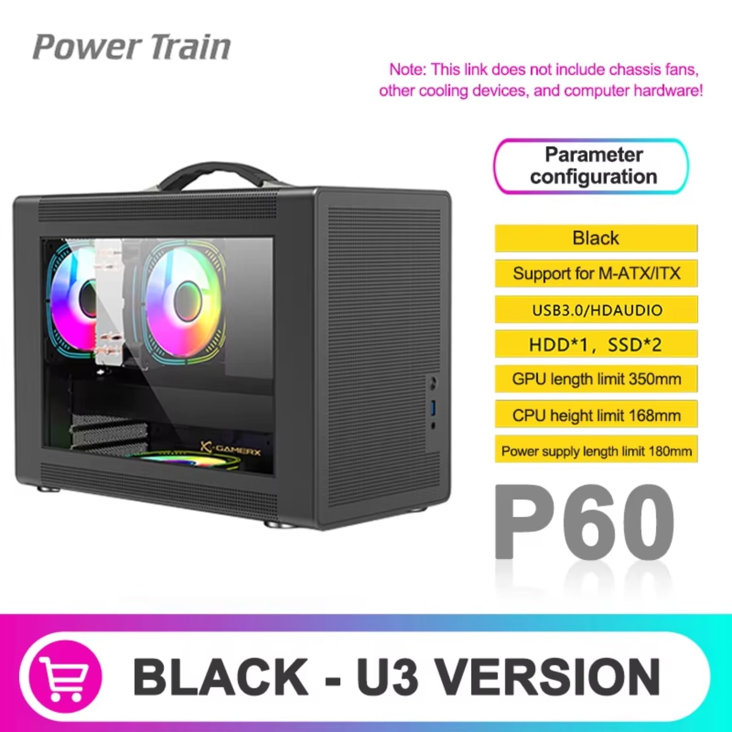 WNGNNG Ultra-Portable P60 M-ATX Compact Computer Case for ITX ...