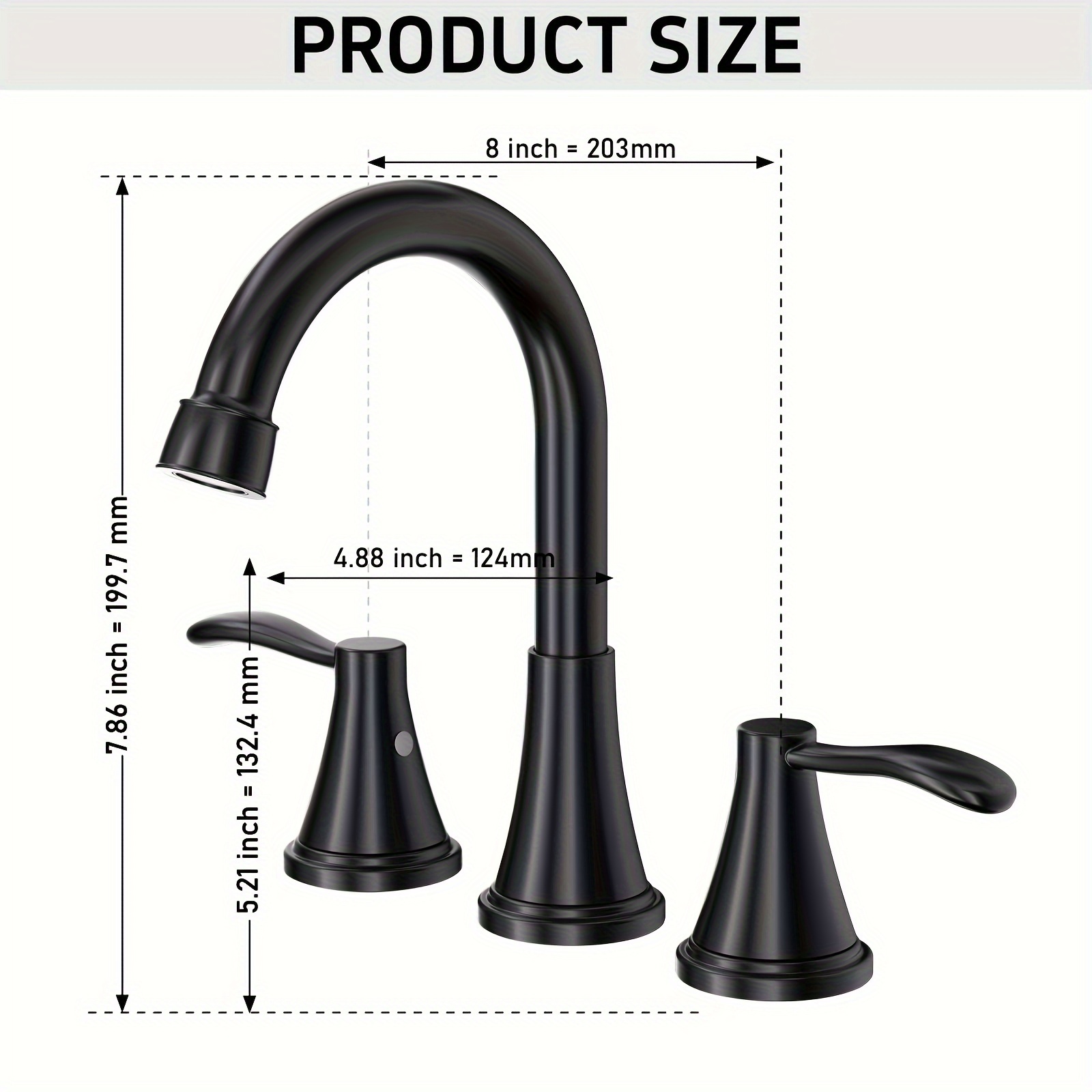WNGSHA Black Bathroom Faucet 3 Hole 8 Inch Widespread Bathroom Sink ...