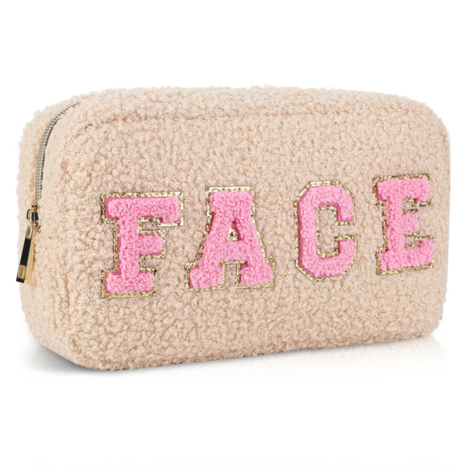 WNGSHA Cute Travel Chenille Letter Makeup Preppy Fluffy Patch Cosmetic ...