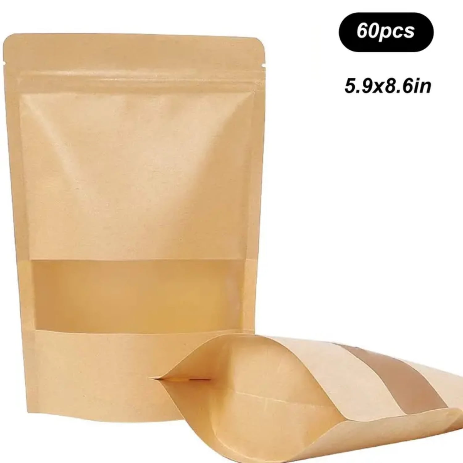 WNGSHA Reusable Eco-Friendly Kraft Stand Up Ziplock Food Storage Bags ...