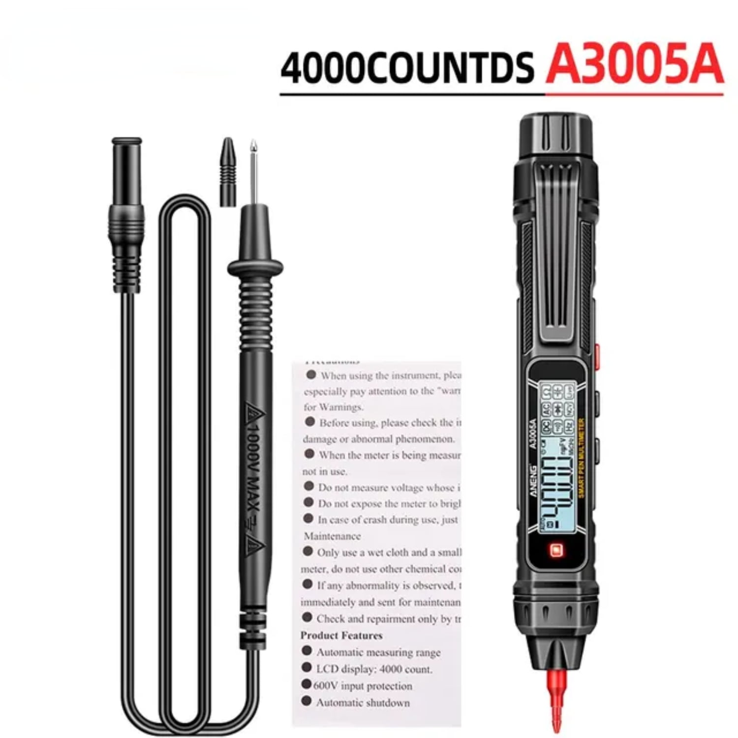 WNGXAXI A3005A/ B Multimetro Detections Pen Type True RMS Meter ...