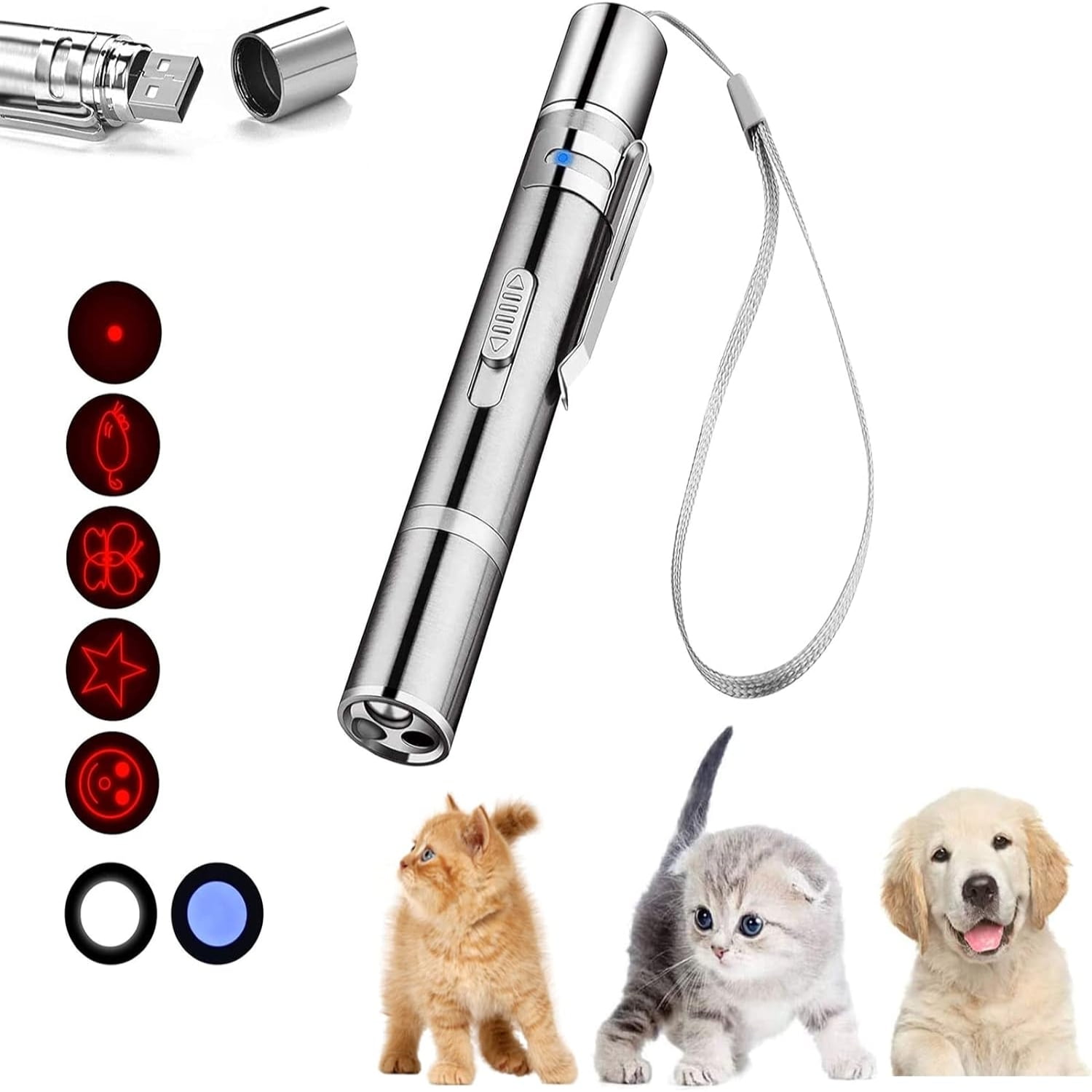 WNGZCNG Exciting interactive and durable Multi-USB rechargeable red laser pointer cat toy for ...