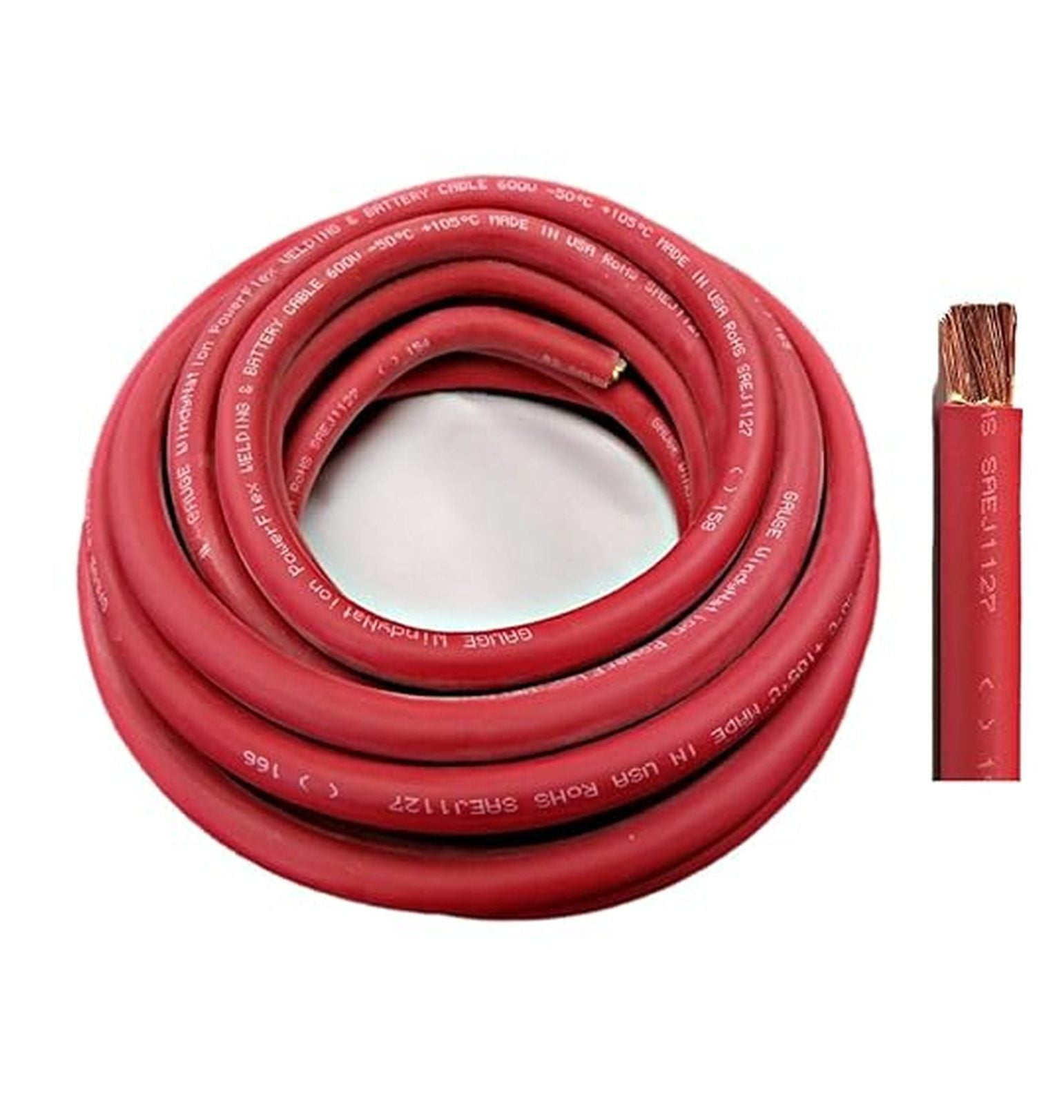 WNI 4/0 Gauge 5 Feet Red 4/0 AWG Ultra Flexible Welding Battery Copper ...