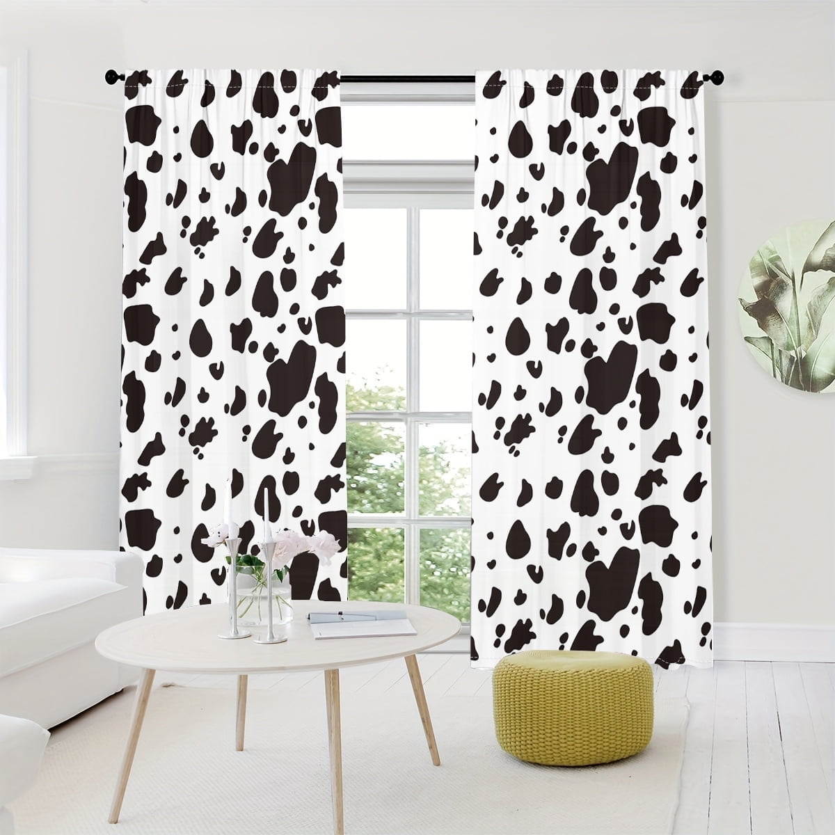 WNOOHIY Artistic Cowhide Cow Spots Animal Print Window Curtains for ...