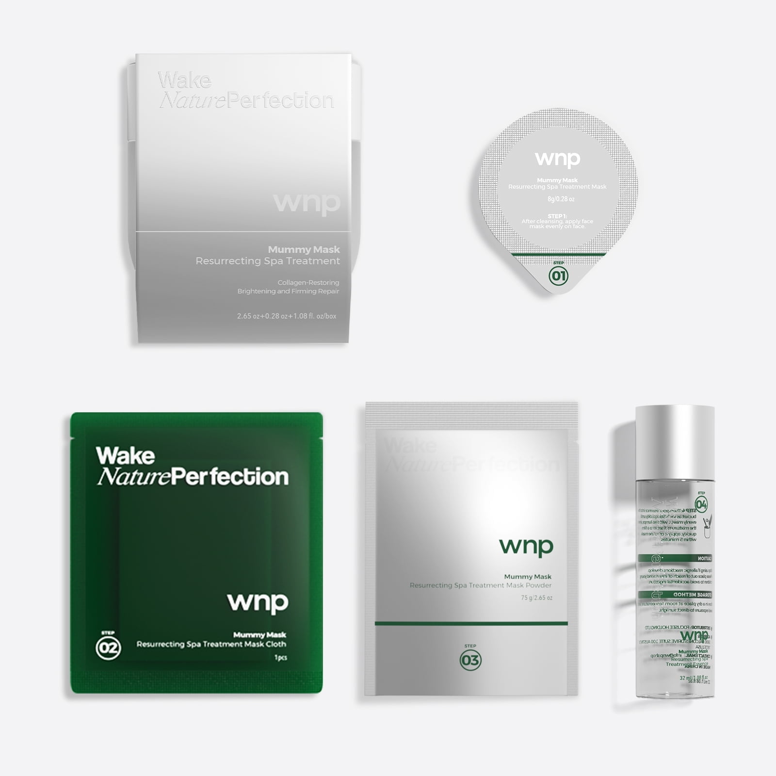 WNP Facial Mummy Mask SPA Deep Hydration, Elasticity & Anti-Aging with 3 Types of Collagen,Self ...