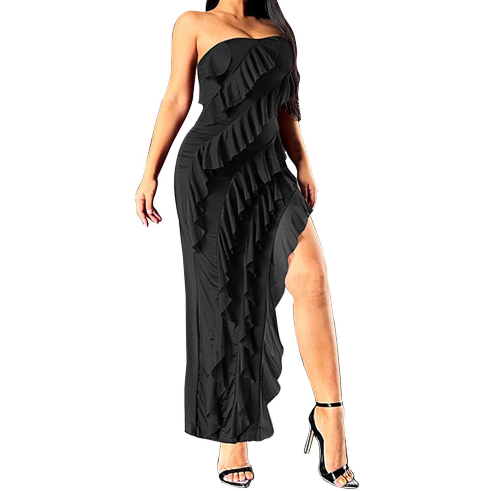 WNVMWI 2024 Summer Dresses for Women Black Women's Fashion Strapless ...
