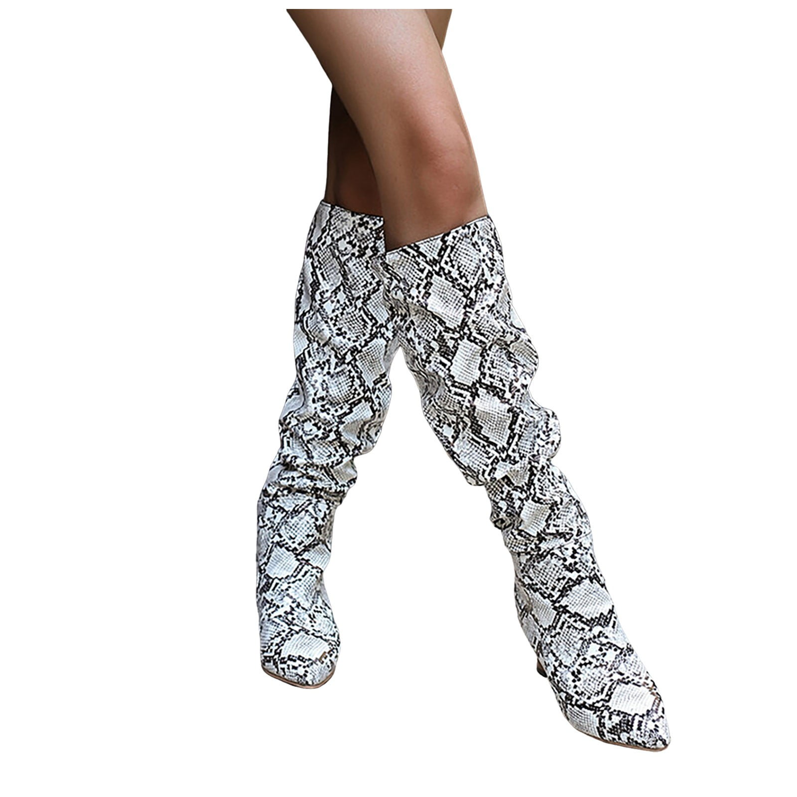 WNVMWI Boots for Women Mid Calf Boots Fall Winter Fashion Pointed Toe ...