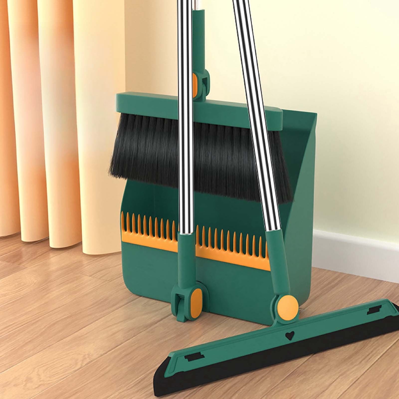 WNVMWI Broom and Dustpan Combo Set Cleaning Supplies 180° Rotating Long Handle and Pan Set for ...