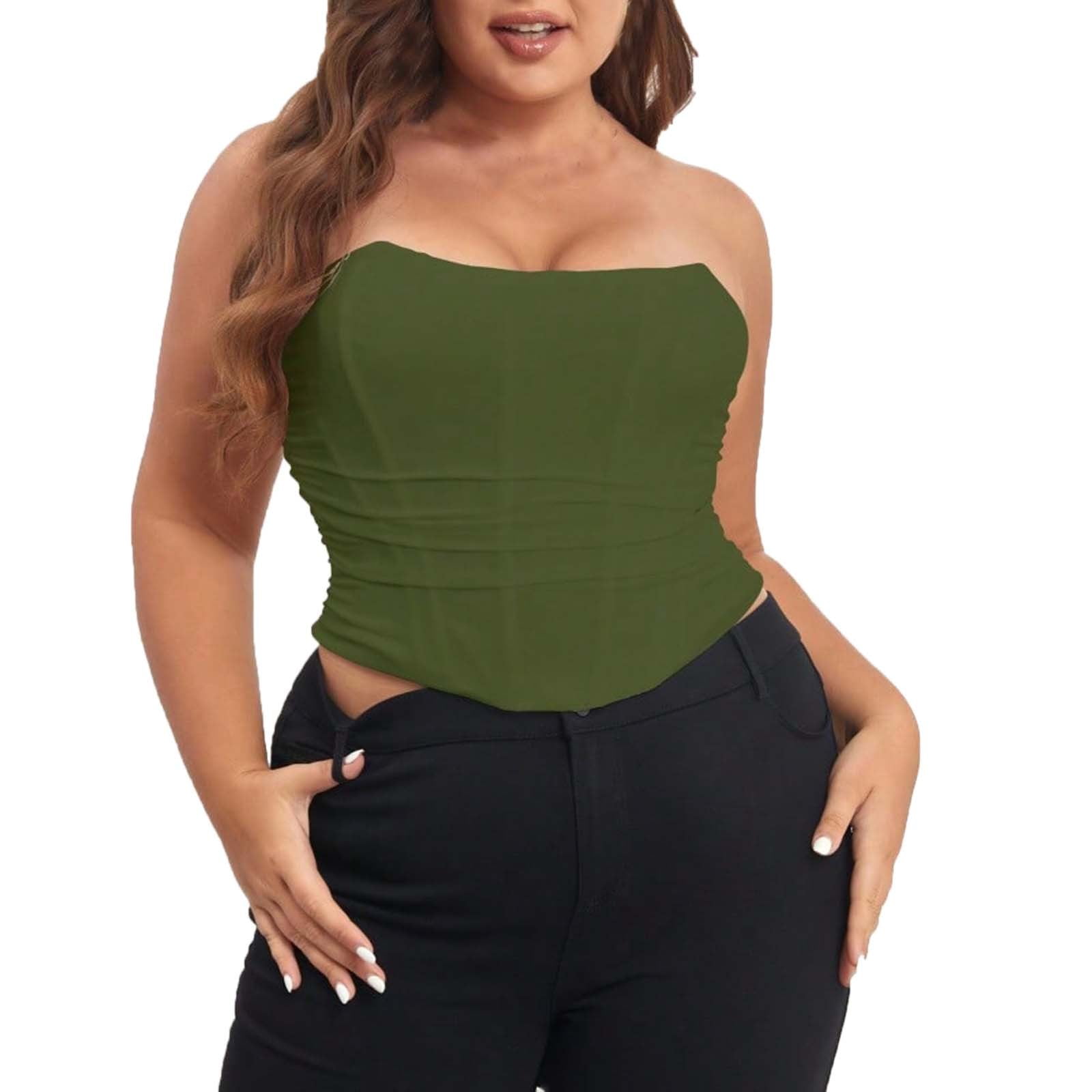 WNVMWI Crop Tank Tops for Women Solid Color Chest Wrapping Bandeau Tube ...
