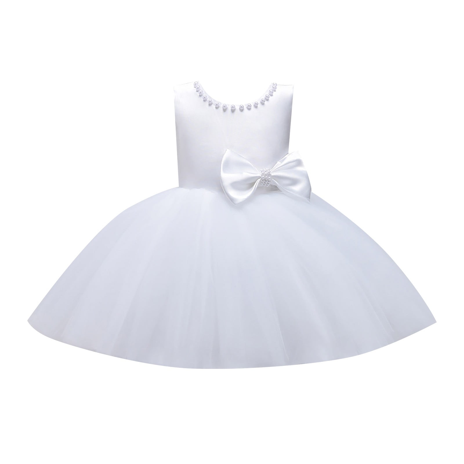 WNVMWI Cute Dresses for Girls White Pageant Party Dress Girls Long ...