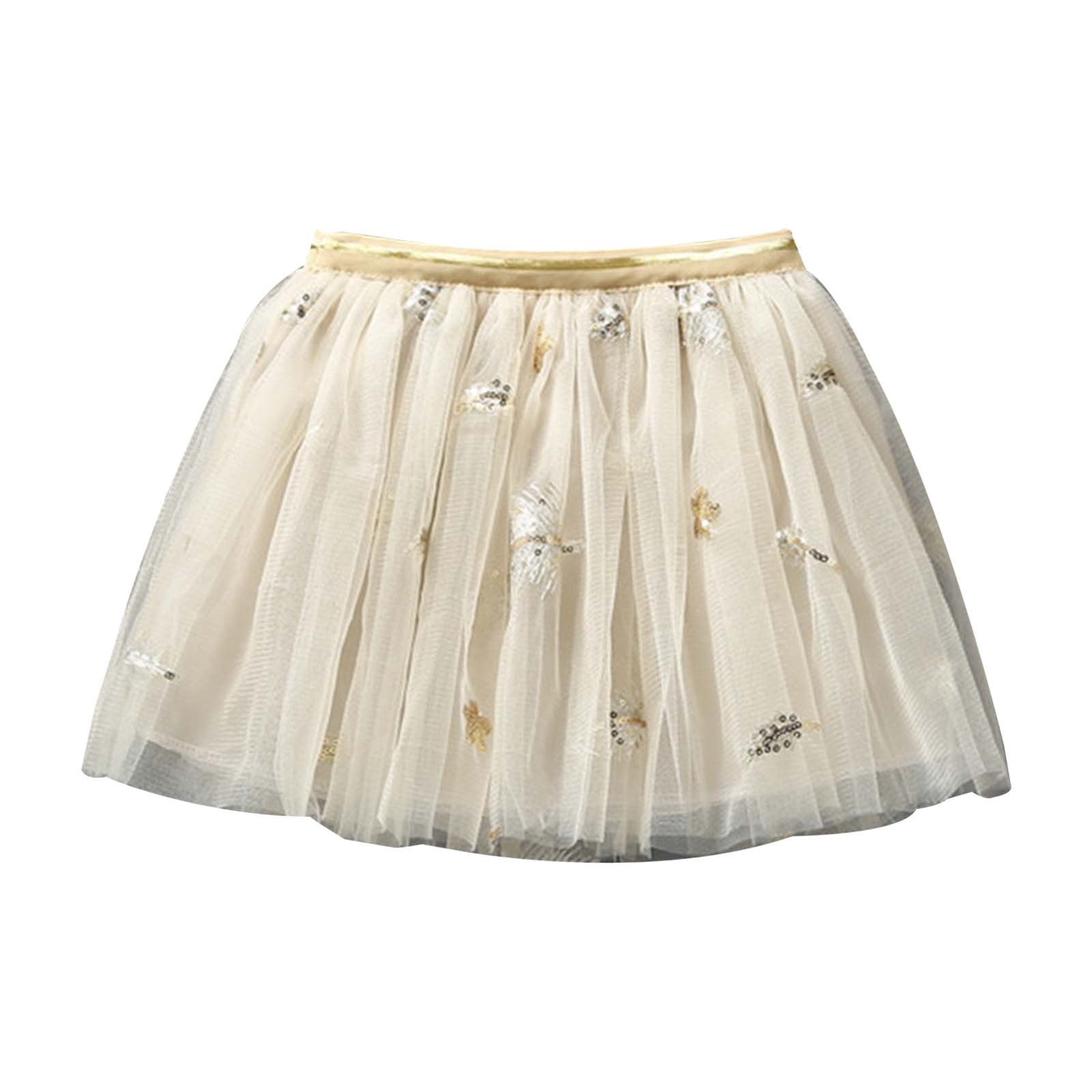 WNVMWI Cute Skirts for Girls Beige Spring and Summer Feather Embroidery ...
