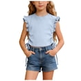 WNVMWI Cute Summer Tops for Toddler Girl Clothes Kids Ruffle Cap Sleeve ...