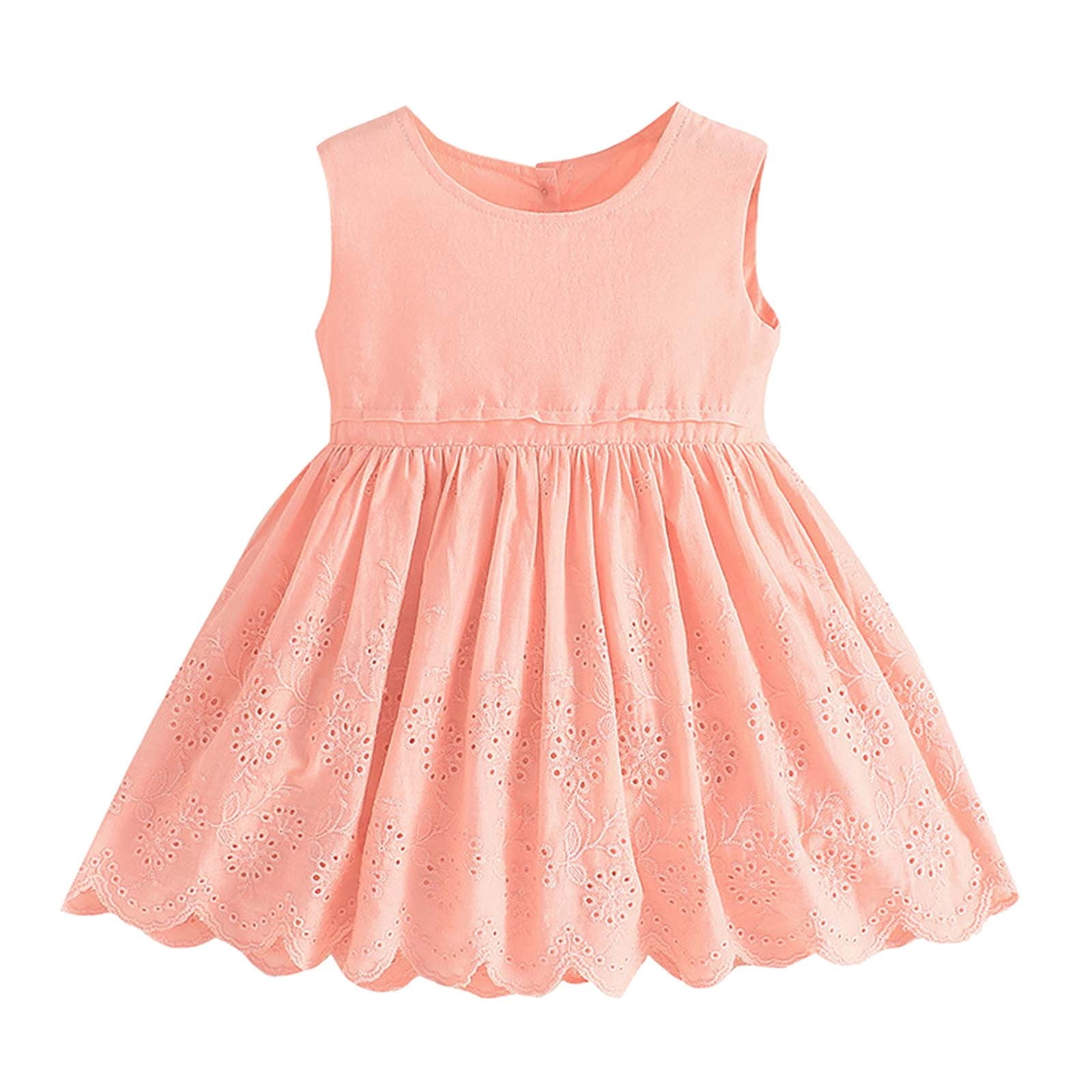 WNVMWI Girl Dresses Pink Toddler Fashion Solid Color Dress Girls Dress ...