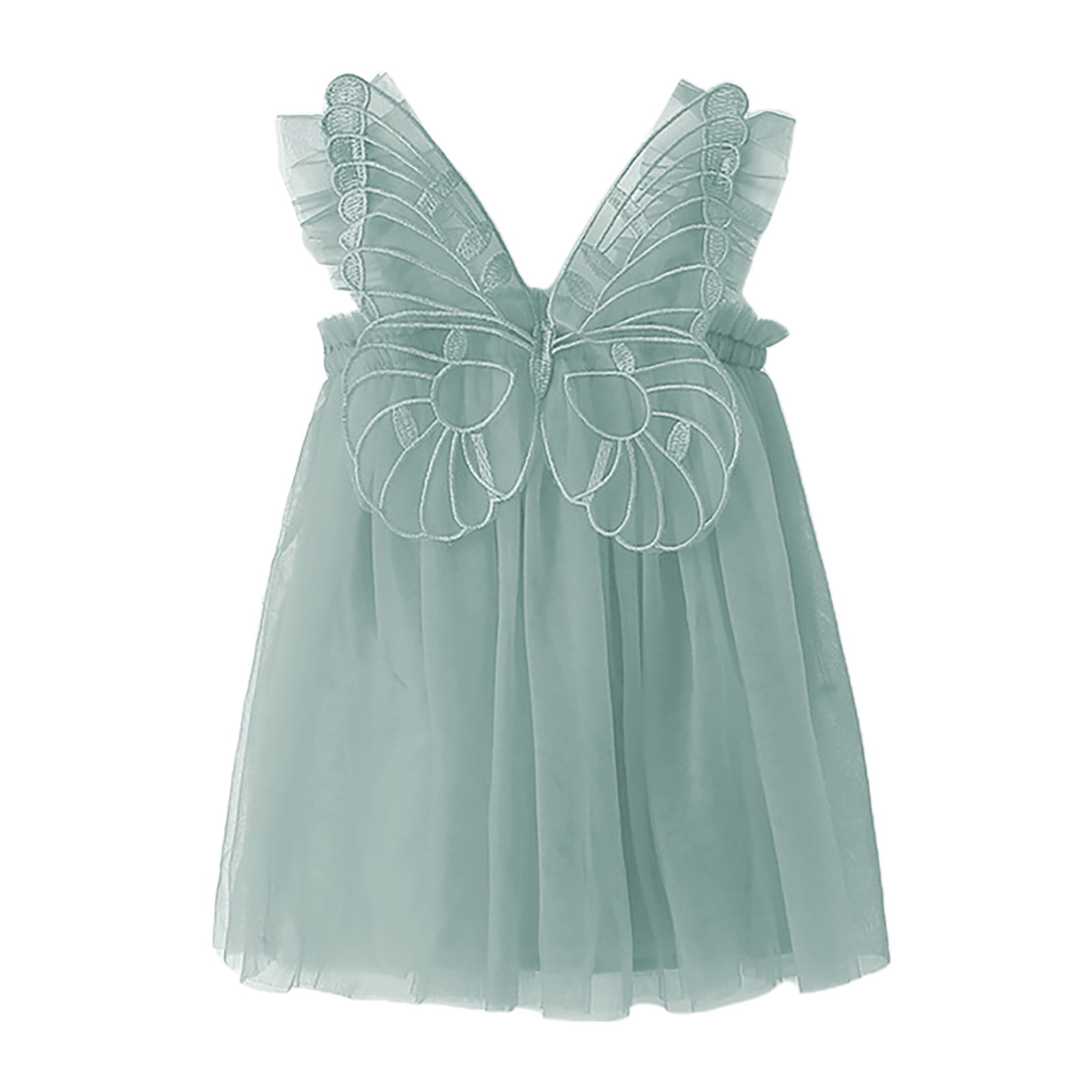WNVMWI Girl's Dress Mint Green Toddler Girls Sleeveless 3D Butterfly ...