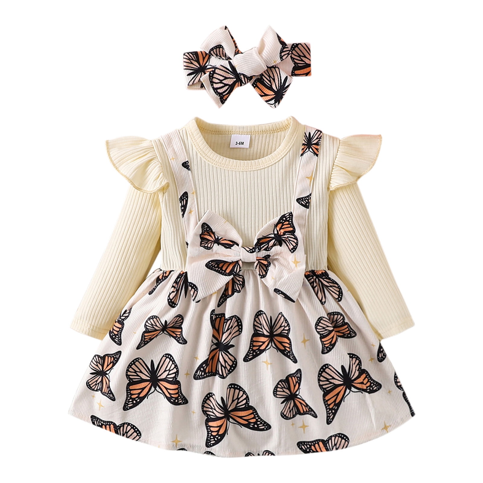 WNVMWI Girls Casual Dresses Beige Toddler Girl Spring Dresses Toddler ...