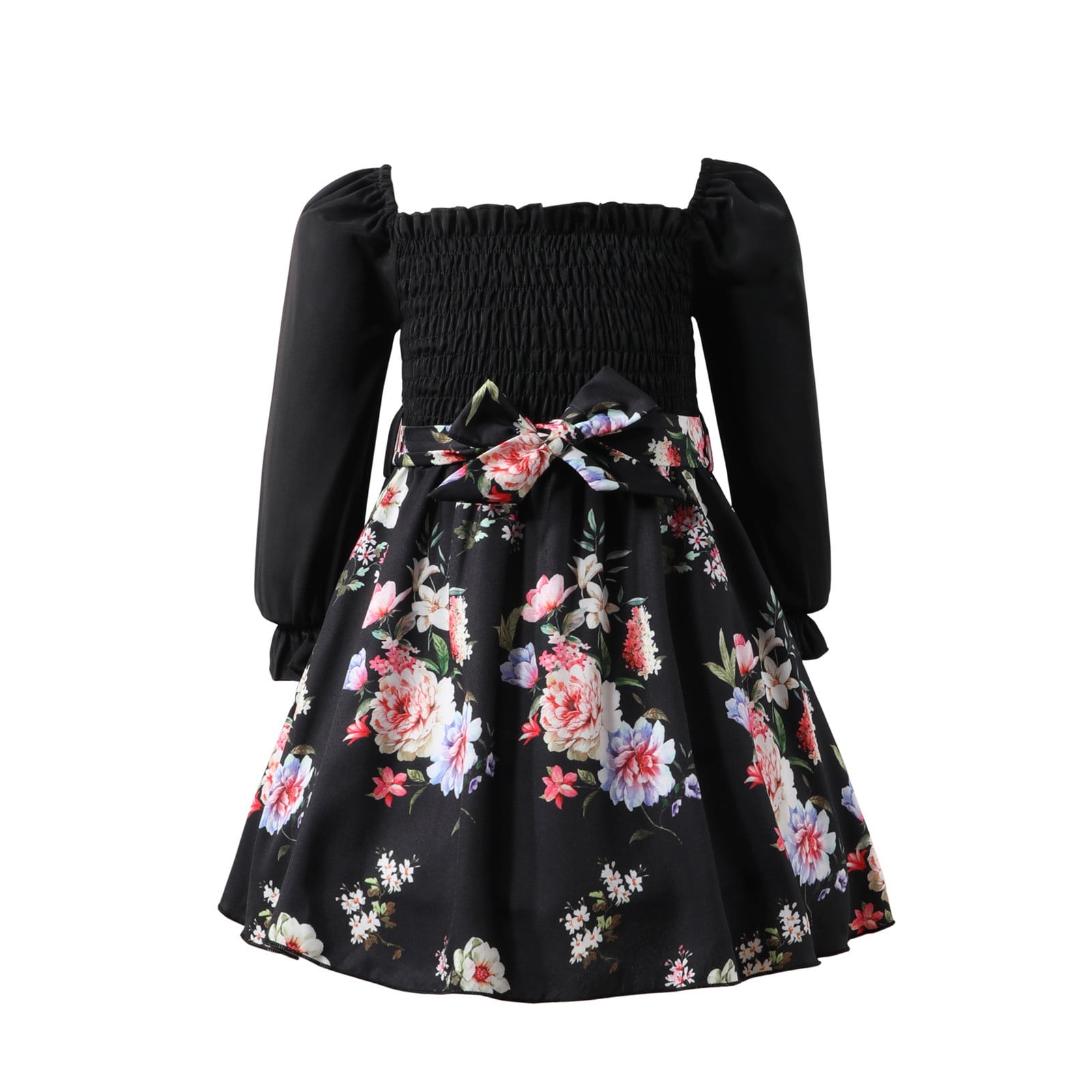 WNVMWI Girls Clothes Black Girls Long Sleeve Dresses Girls Spring Dress ...