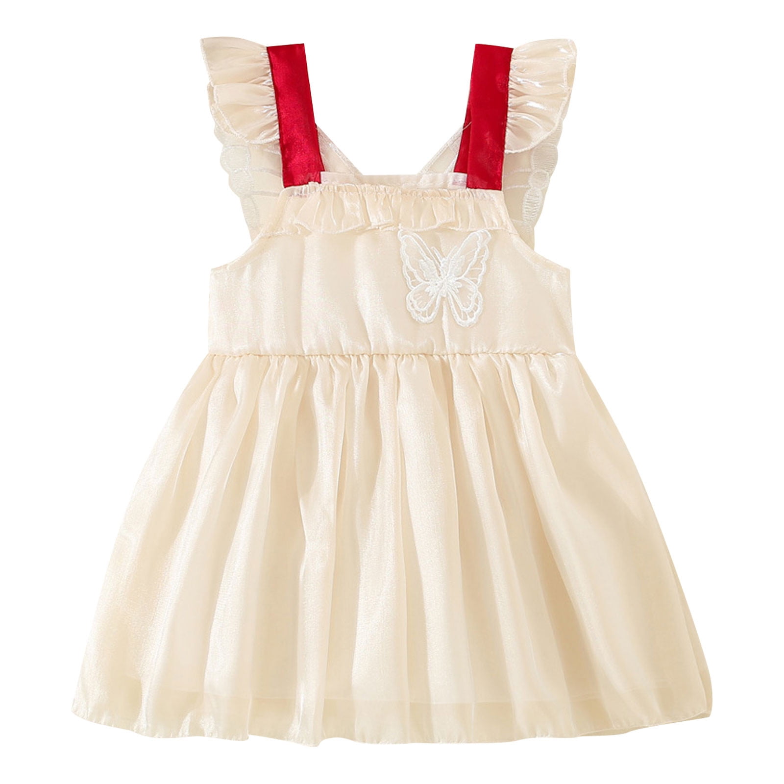 WNVMWI Kid Girl Dress Beige Girls Toddlers Dressess Girl's Sleeveless ...