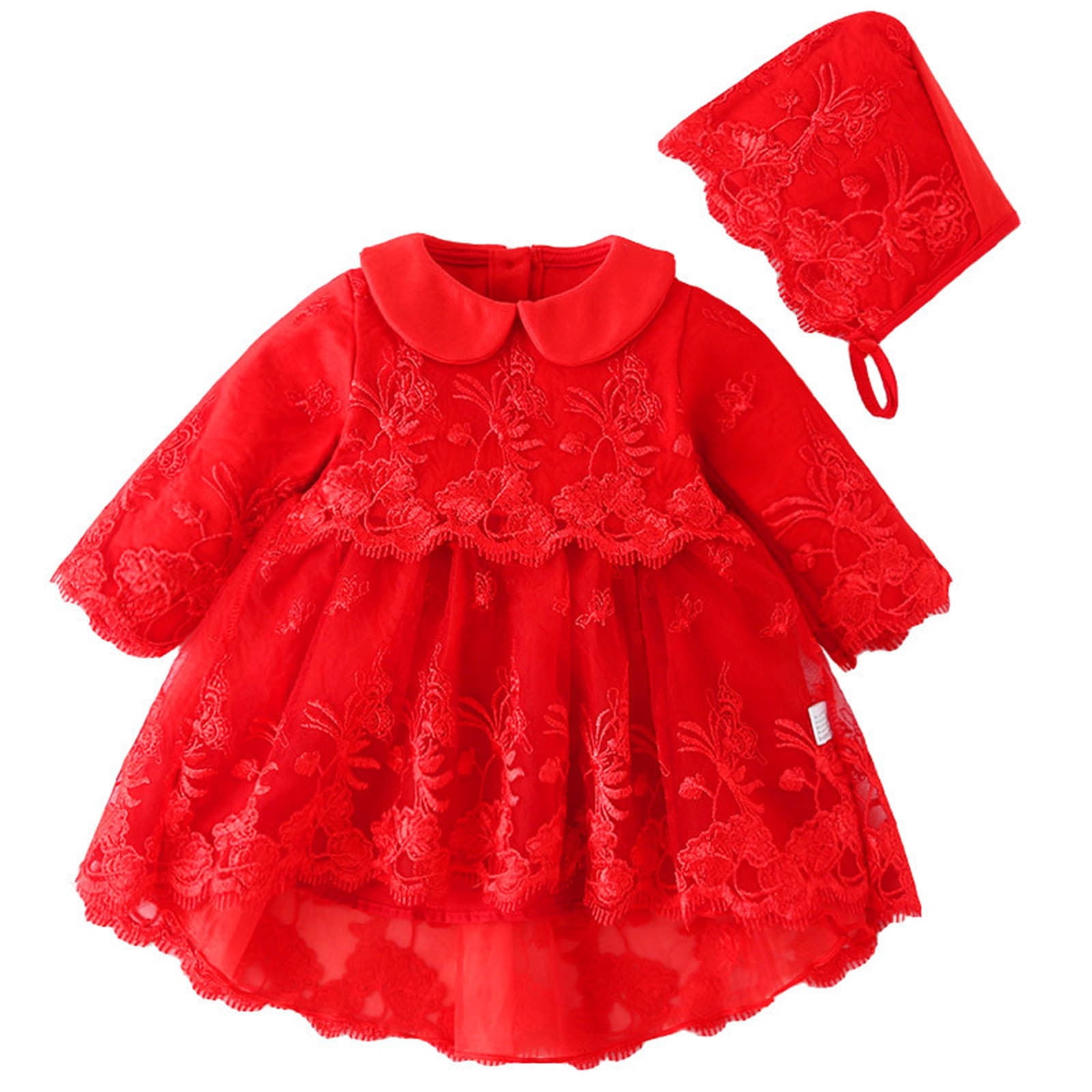 WNVMWI Little Girl Dress Red Baby Girls Dress Casual Dresses Girls ...
