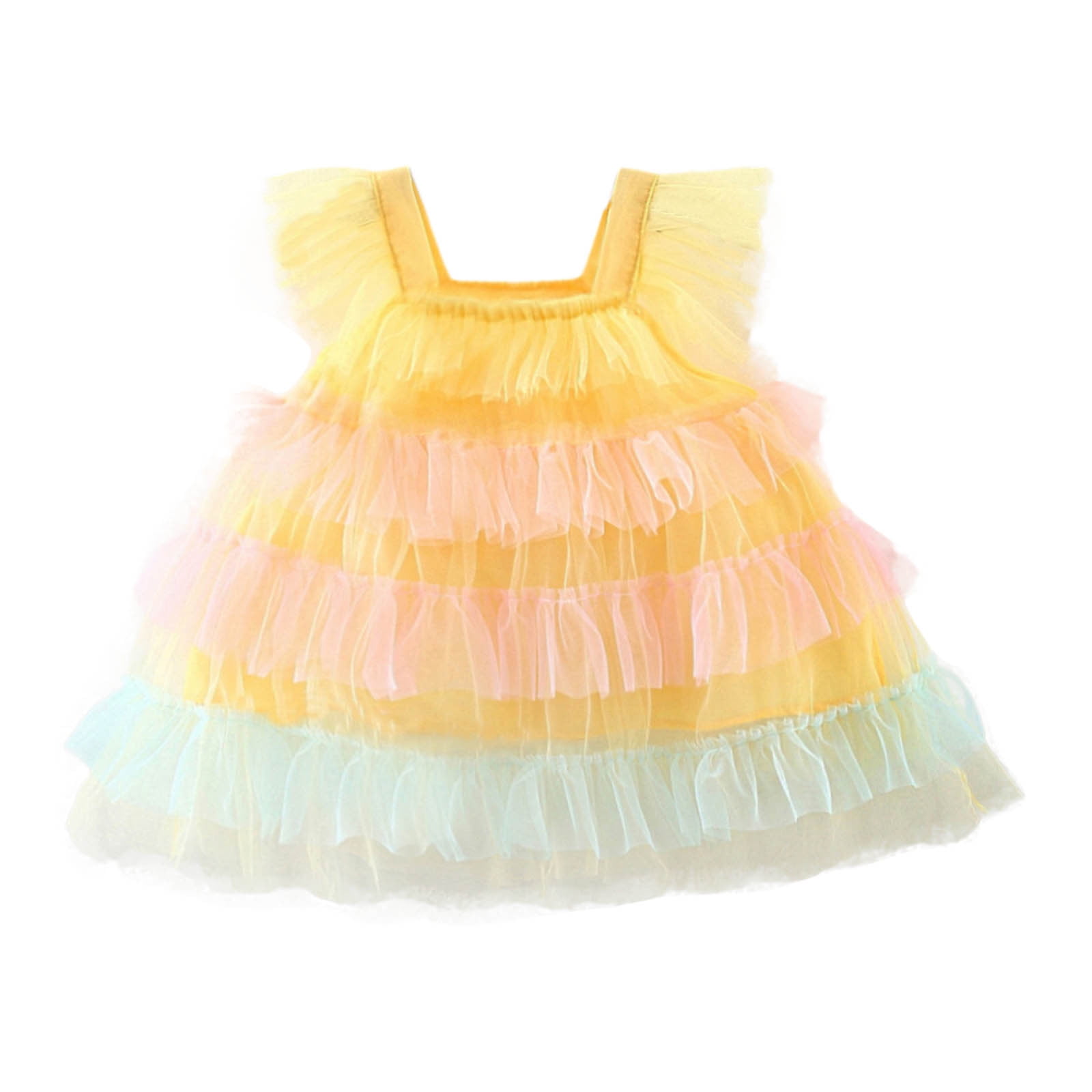 WNVMWI Little Girl Dress Yellow Toddler Girls Summer Sleeveless Gradual ...