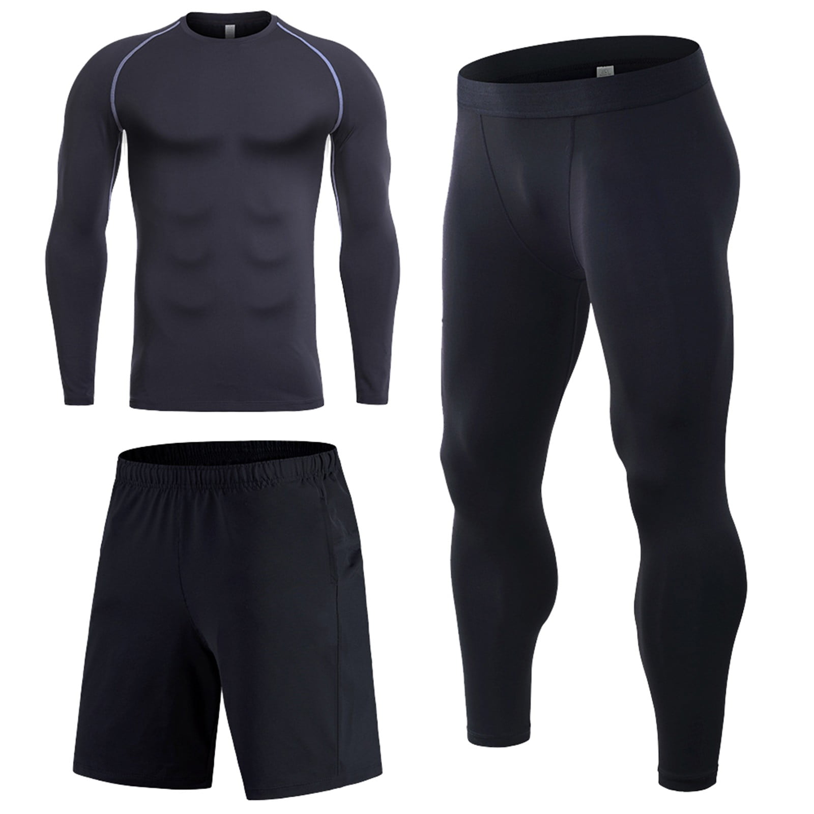 WNVMWI Mens Workout Shirts Sweat Suits Tight Tracksuit Running Stretch ...