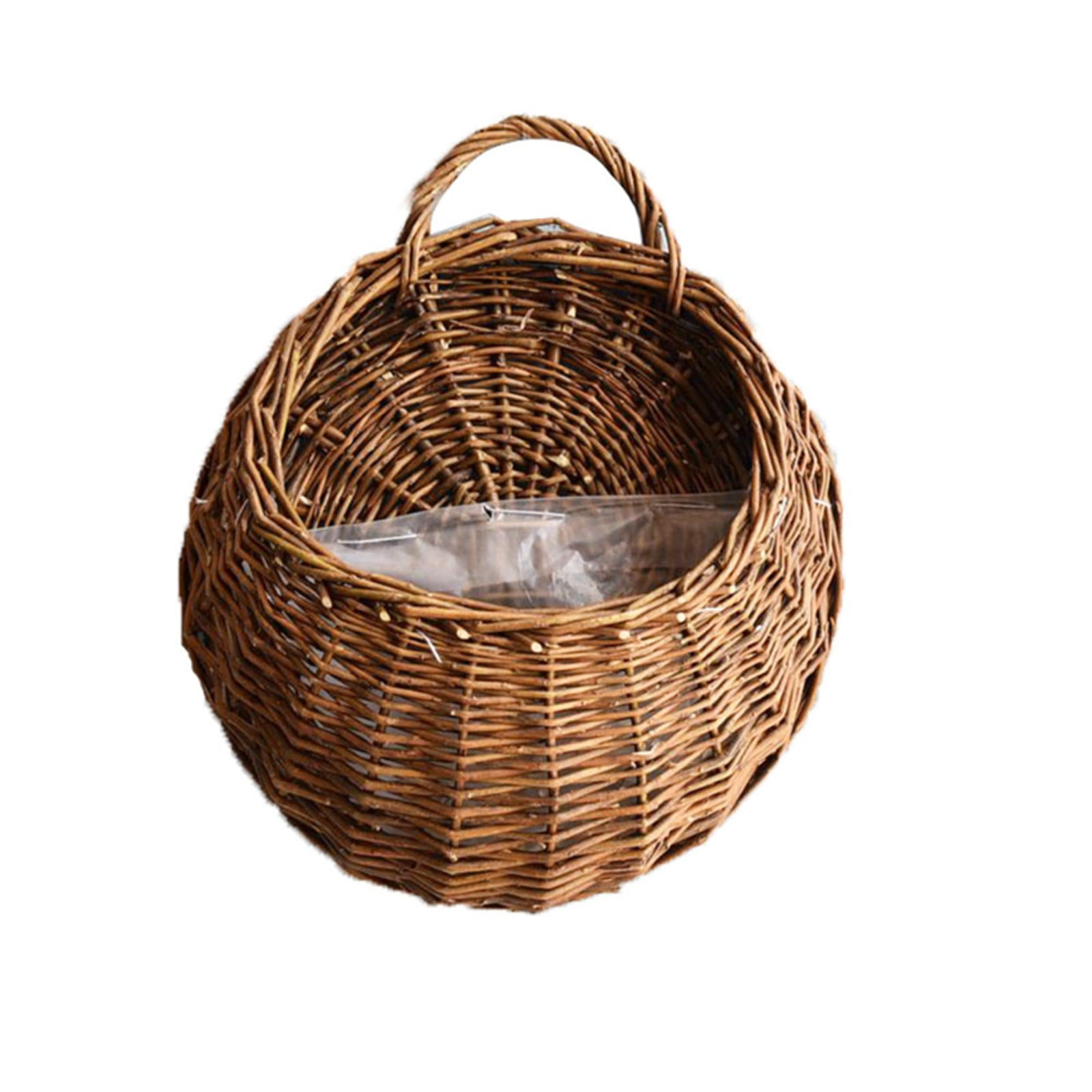 WNVMWI Rattan Wicker Hanging Flower Pot Half Round Planter Wall Fence ...