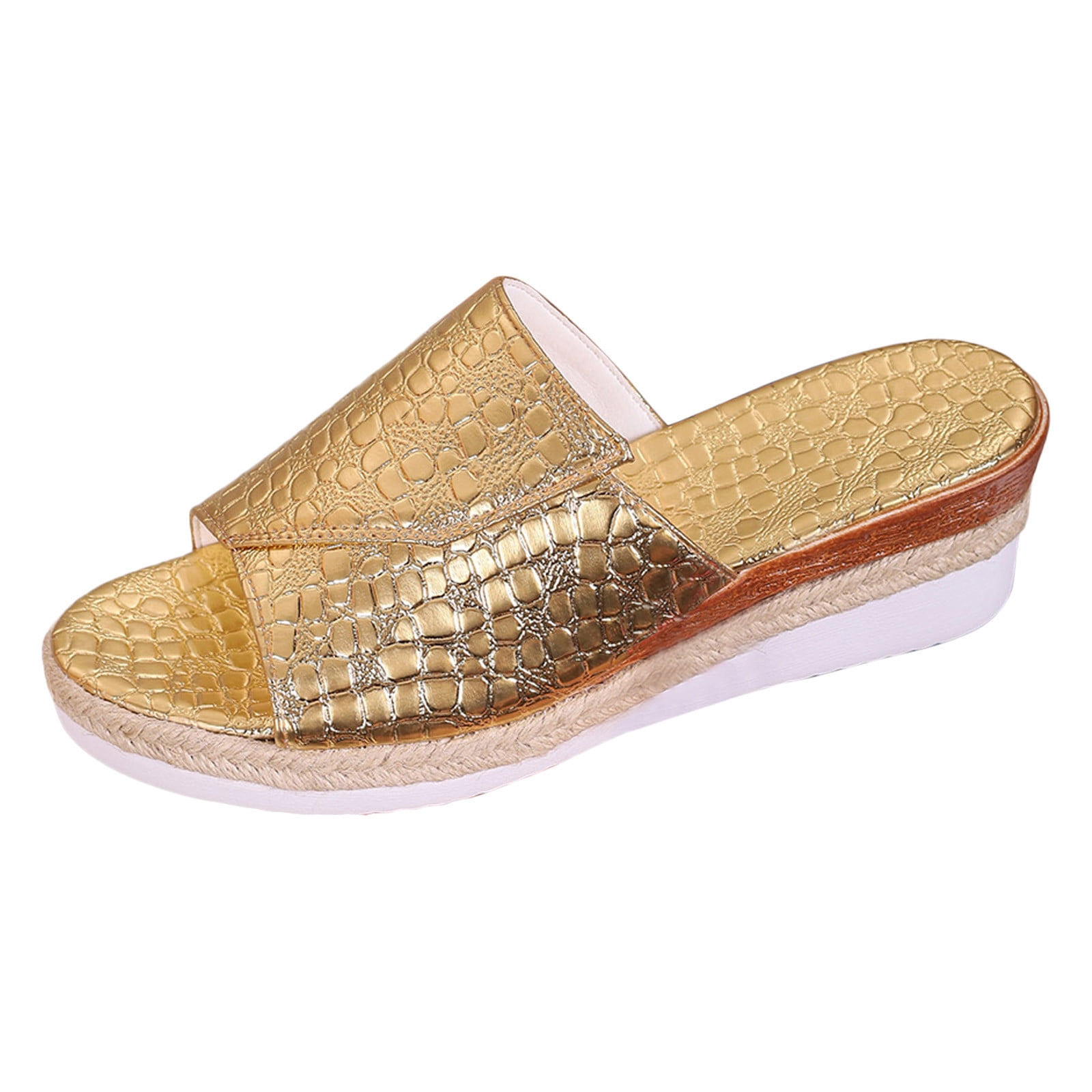 WNVMWI Sandals Women Flip Flops for Women Beach Gold Shoes Slippers ...