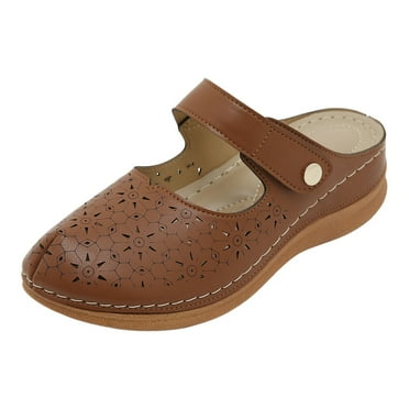 Ecetana Mules for Women Comfortable Closed Toe Women Wedge Sandals Slip ...