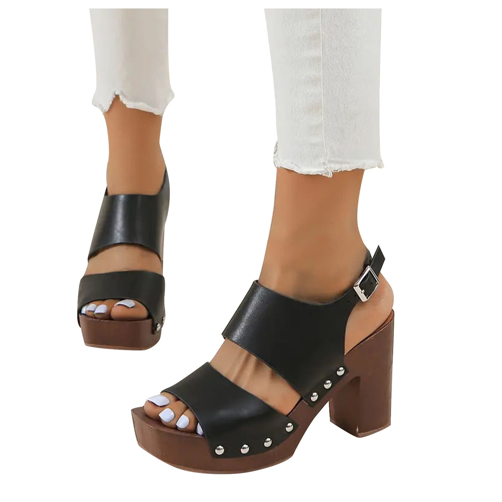 WNVMWI Sandals Women Platform & Wedge Sandals Beach Cute Sandals Black ...