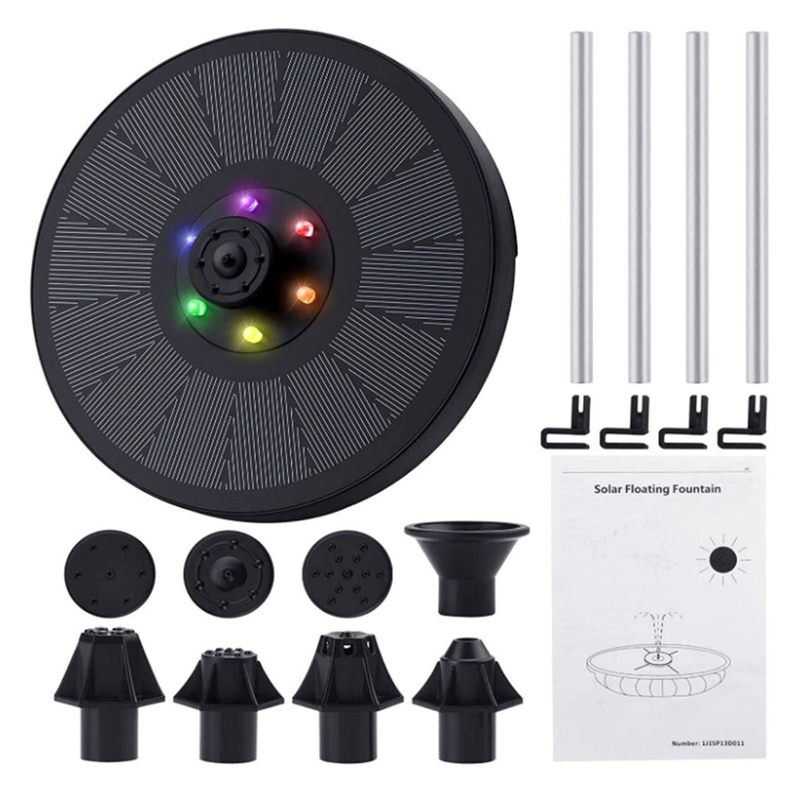 WNVMWI Sprinklers for Yard 4 Nozzle Independent Floating Solar Fountain ...