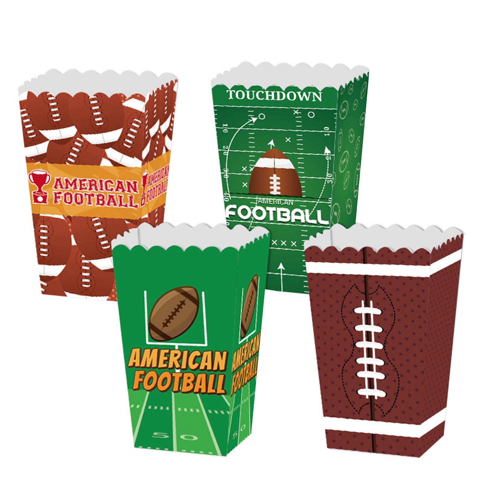 WNVMWI Storage Bins 4Pcs Rugby Themed Disposable Popcorn Box Rugby ...