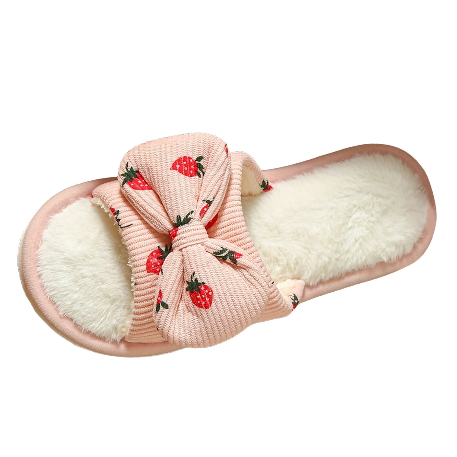 WNVMWI Strawberry Bow Slippers for Women Indoor and Outdoor Winter Warm ...
