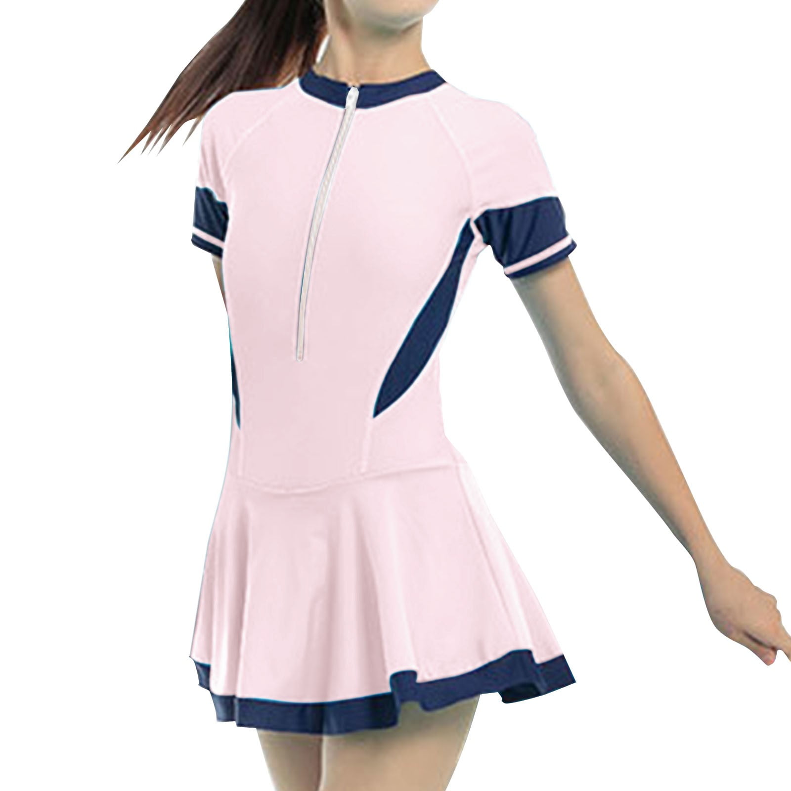 WNVMWI Swimsuit Kids Pink Summer Cute Plus Size Lace Short Sleeve Dress ...