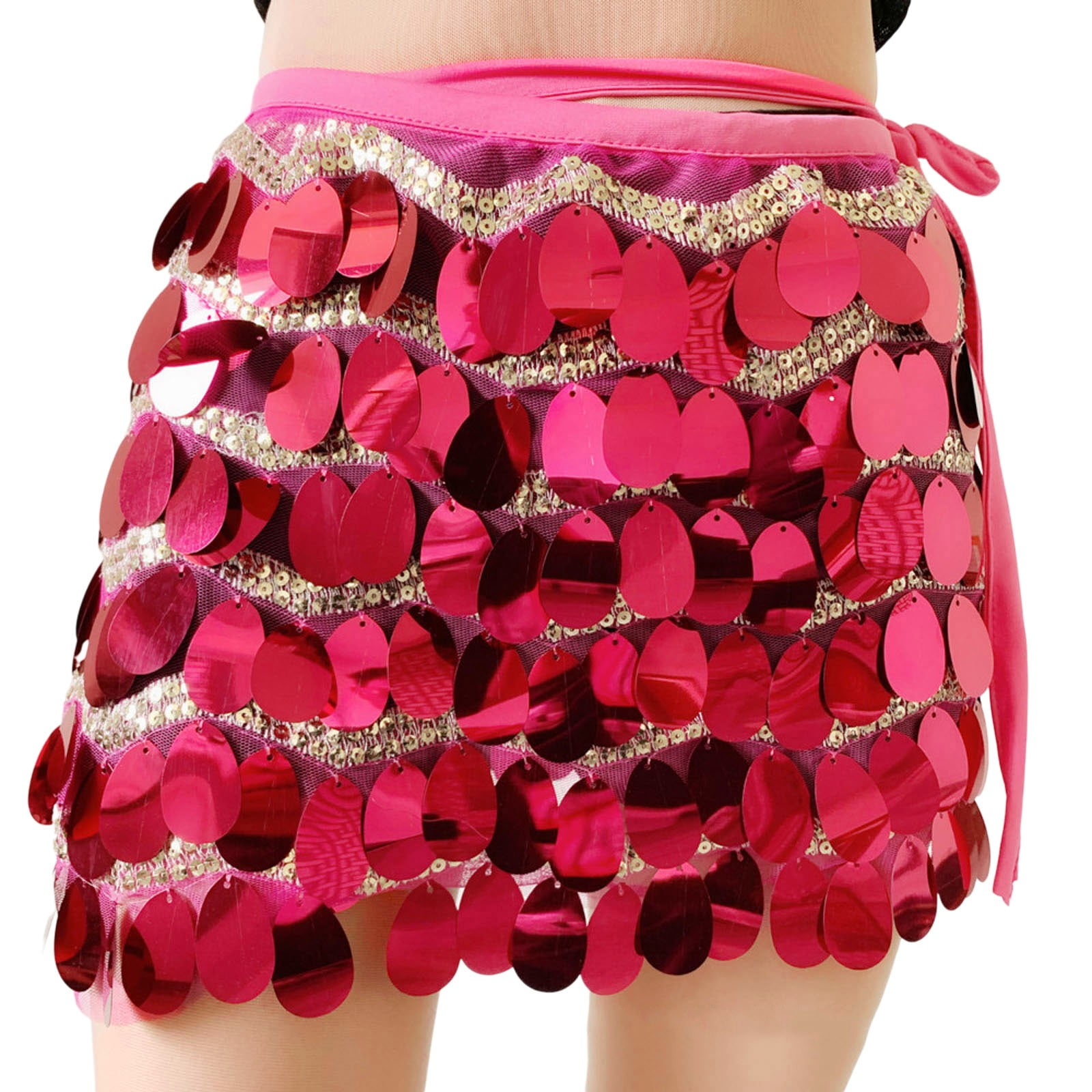 WNVMWI Women Mini Skirts Shiny Sequin Scarf Tassel Fringe Sequin Skirt Sparkly Lace Up Waist ...