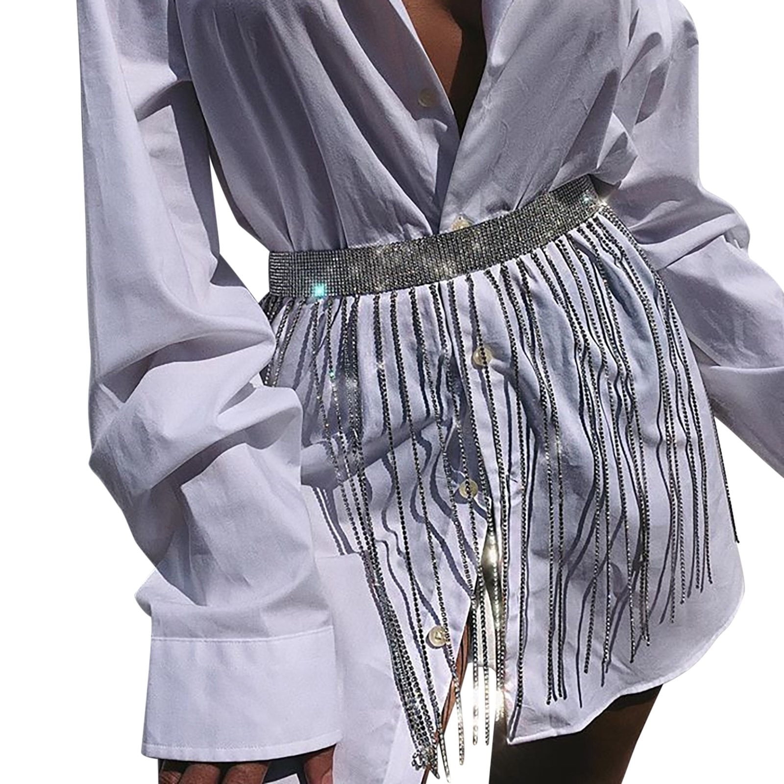 WNVMWI Women's Fashion Chain Dress Summer Tassel Skirts Nightclub ...