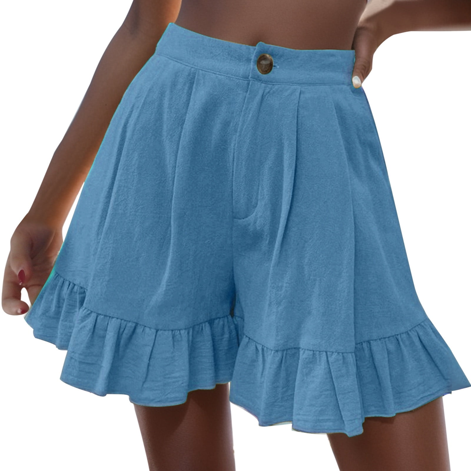 WNVMWI Womens Shorts Linen Shorts for Women 9 Inch Inseam Women's High ...