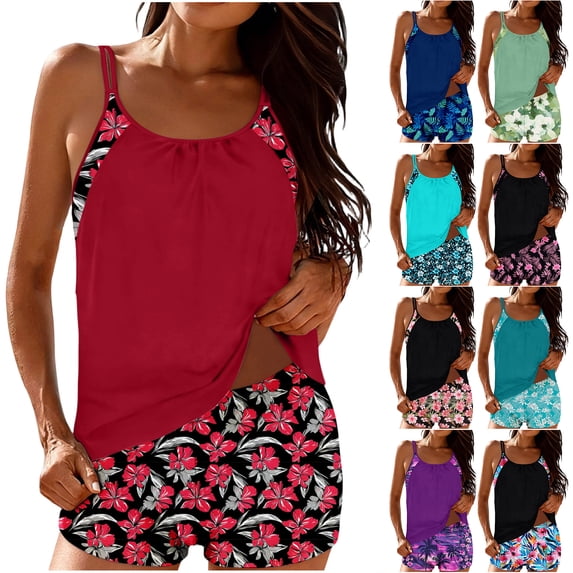 WNYEIME Tankini Swimsuits for Women - Floral Printed Summer Tummy ...