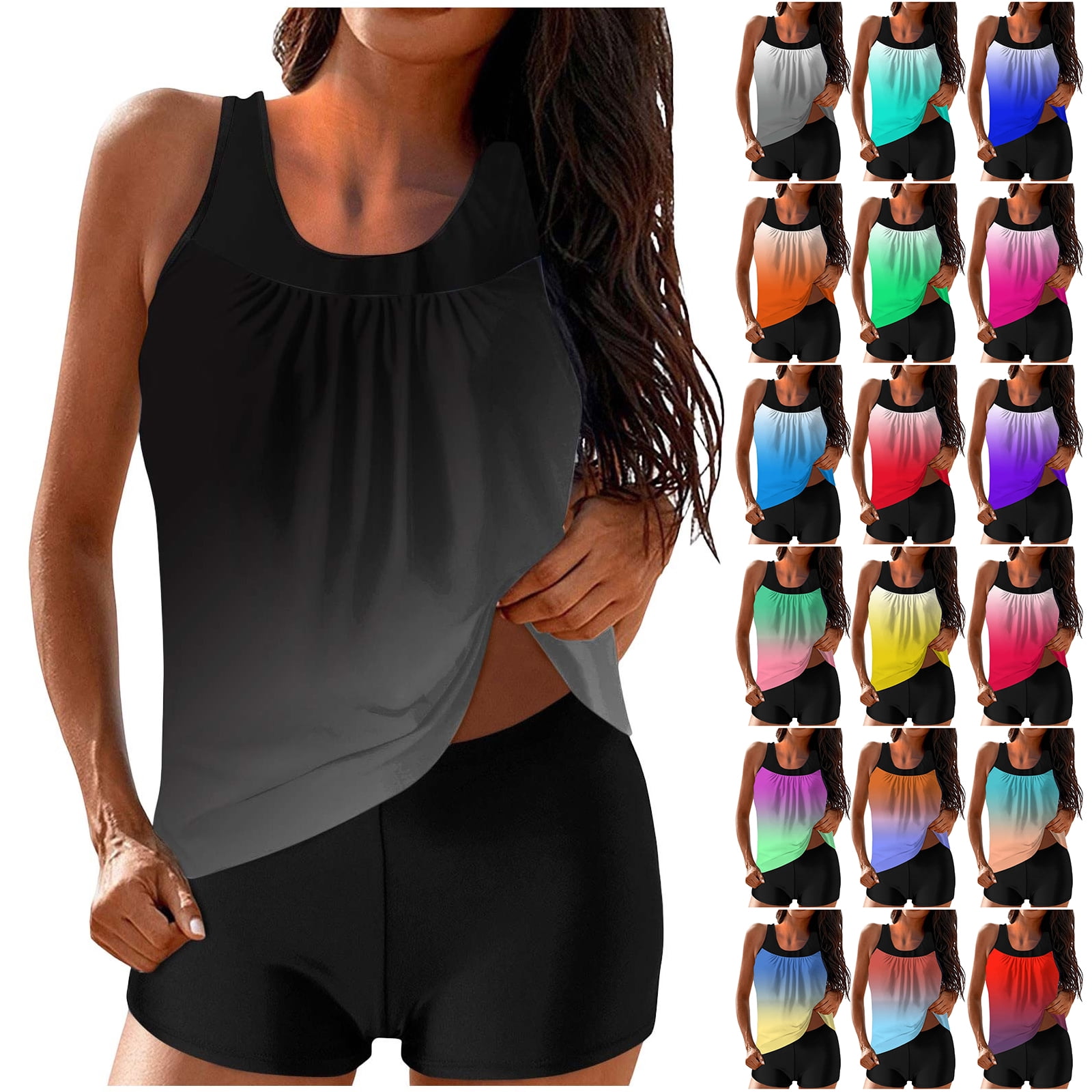 WNYEIME Two Piece Women's Tankini Swimsuits Tie Dye Gradient Color ...