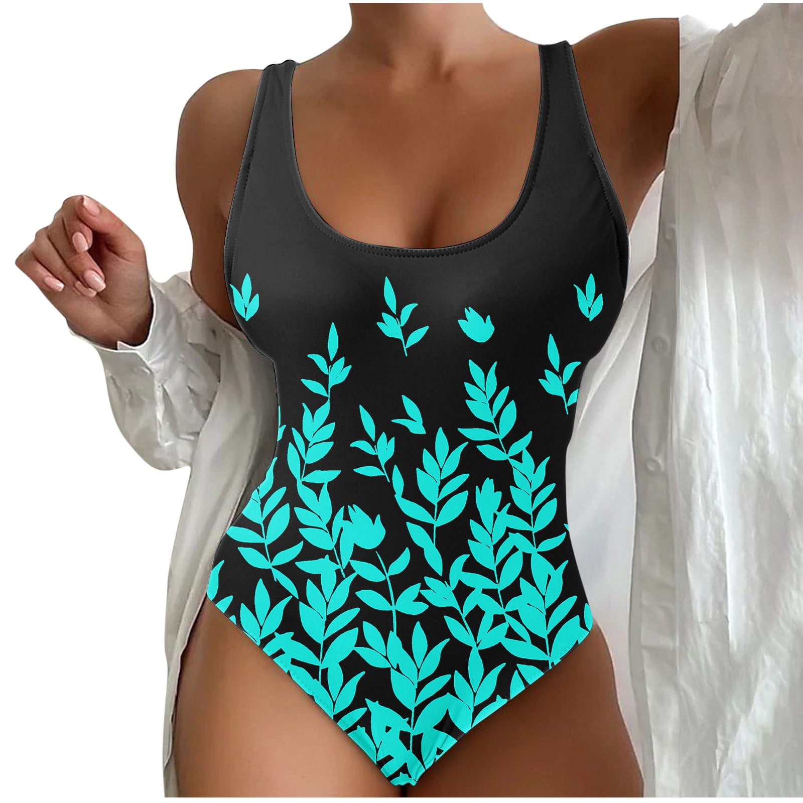 Wnyeime Womens Swimsuit U Neck Tummy Control Sporty Swimwear Sexy