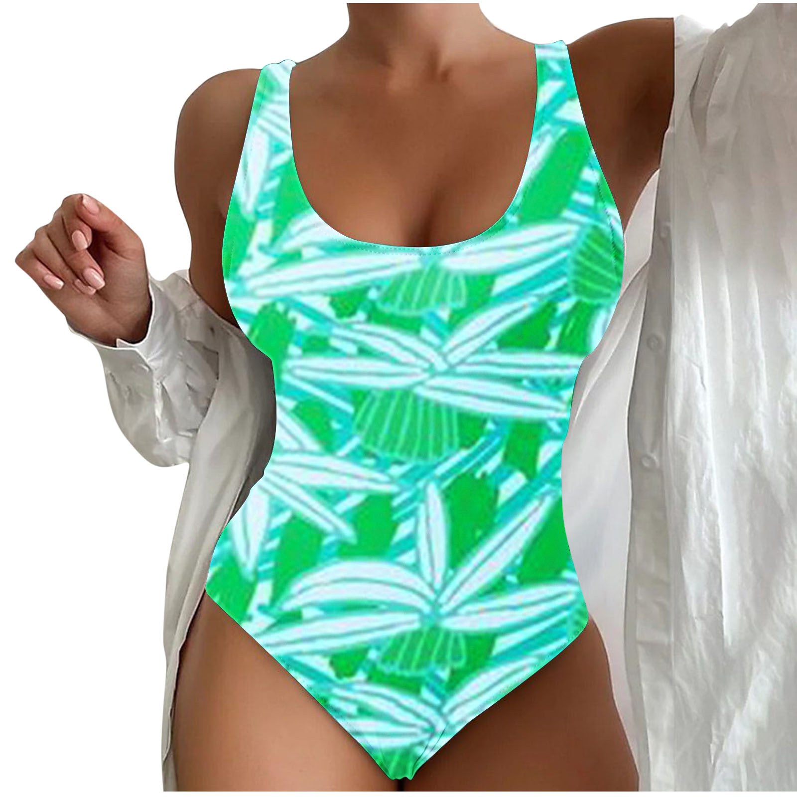 Wnyeime Womens Tummy Control One Piece Swimsuit Sexy Push Up Scoop