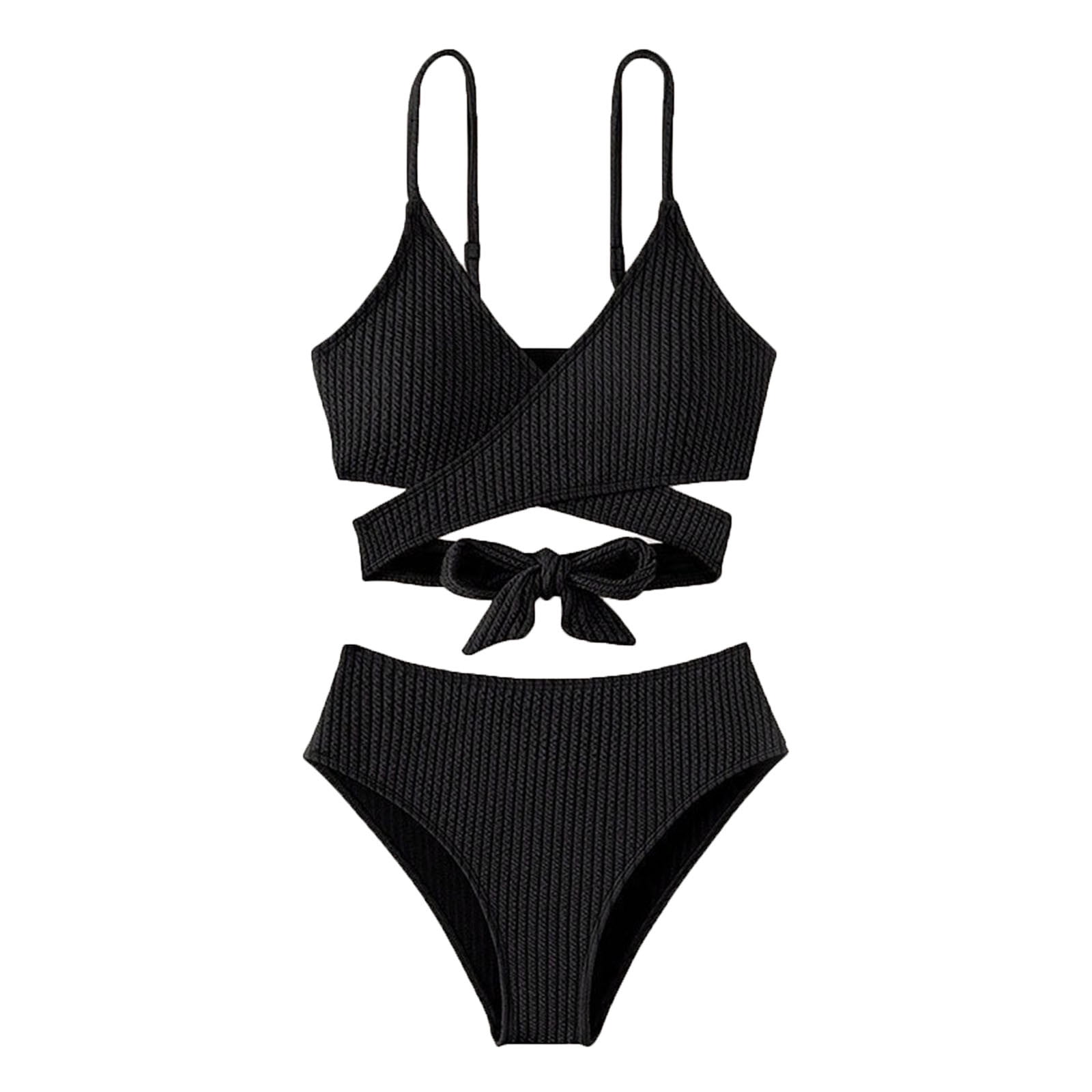 Wnyeime Womens Crisscross Wrap Tie Back Swimsuits High Waisted Two