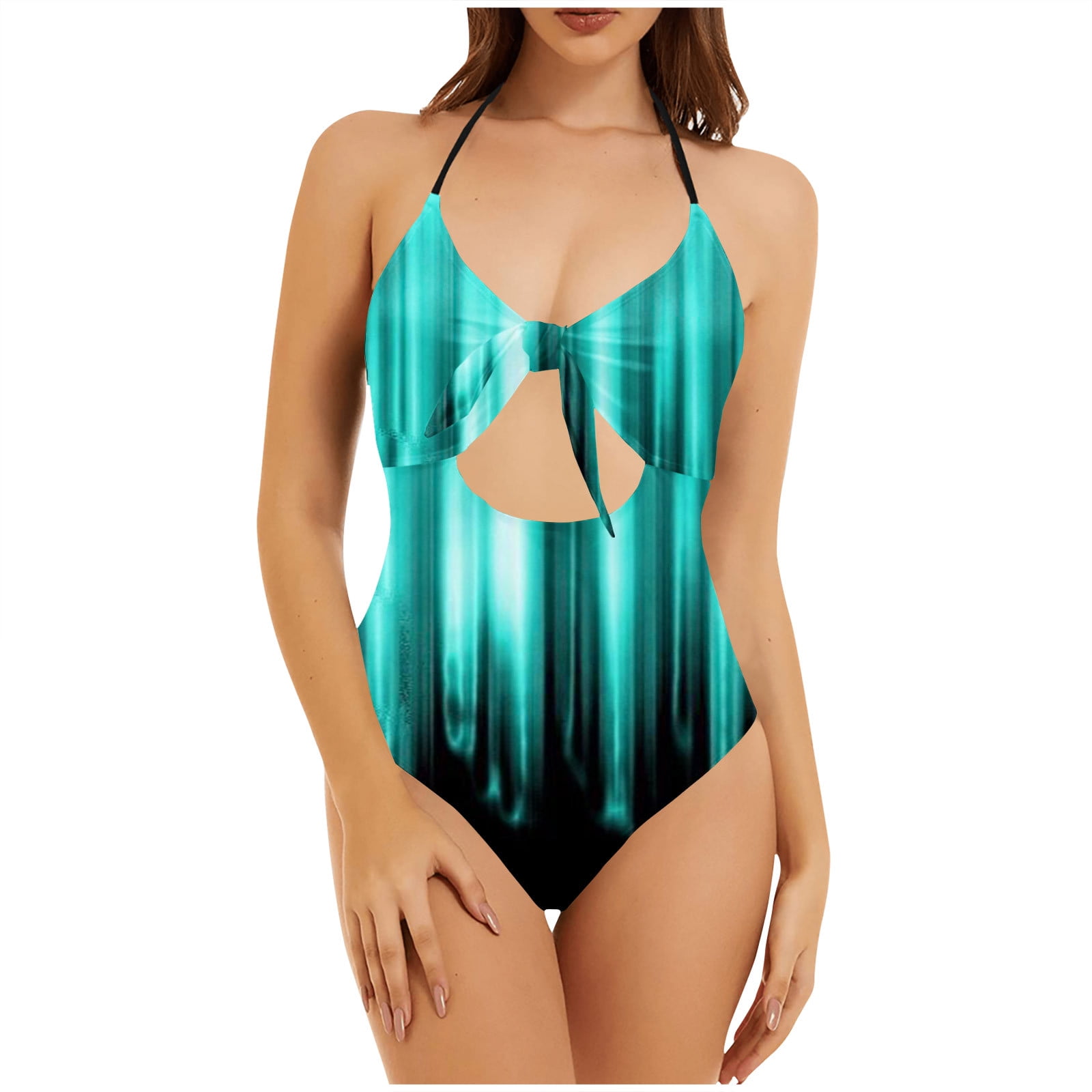Wnyeime Womens One Piece Cutout Bikini Swimsuit High Waisted Retro