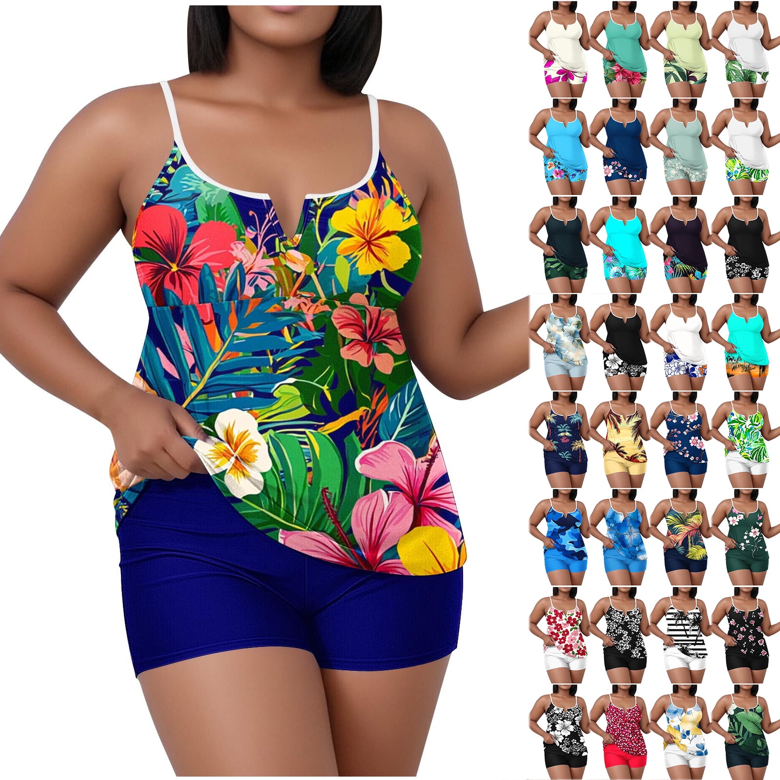 WNYEIME Womens Plus Size Tankini Swimsuit Two Piece Bathing Suits ...