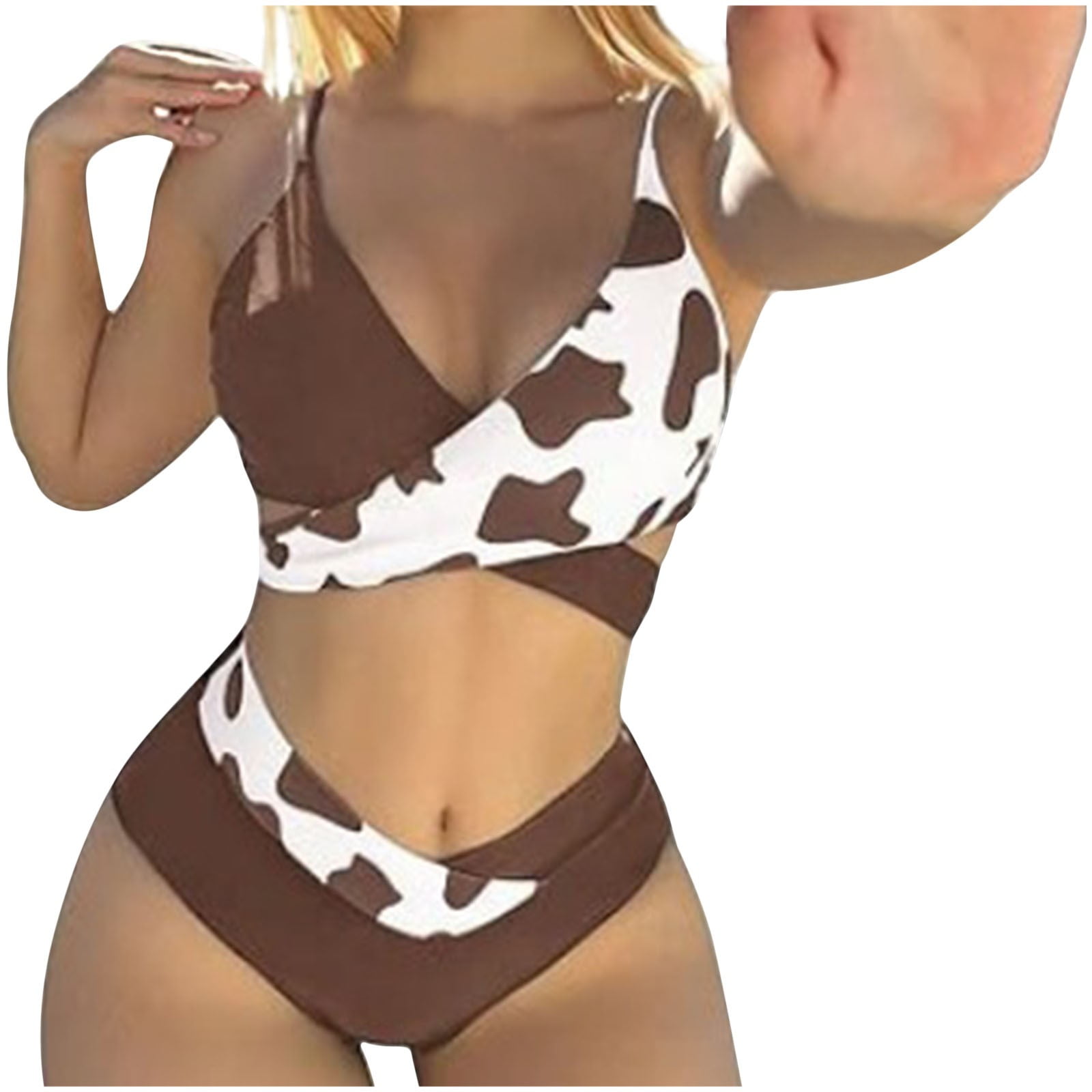 Wnyeime Womens Two Piece Bikini Swimsuits Sexy V Neck Crosscross Wrap