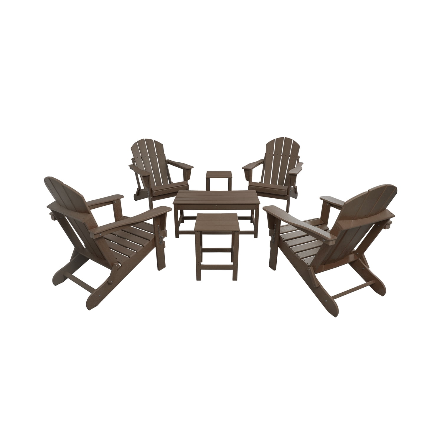 WO 7-Piece Outdoor Patio Adirondack Chair and Coffee Table Conversation ...