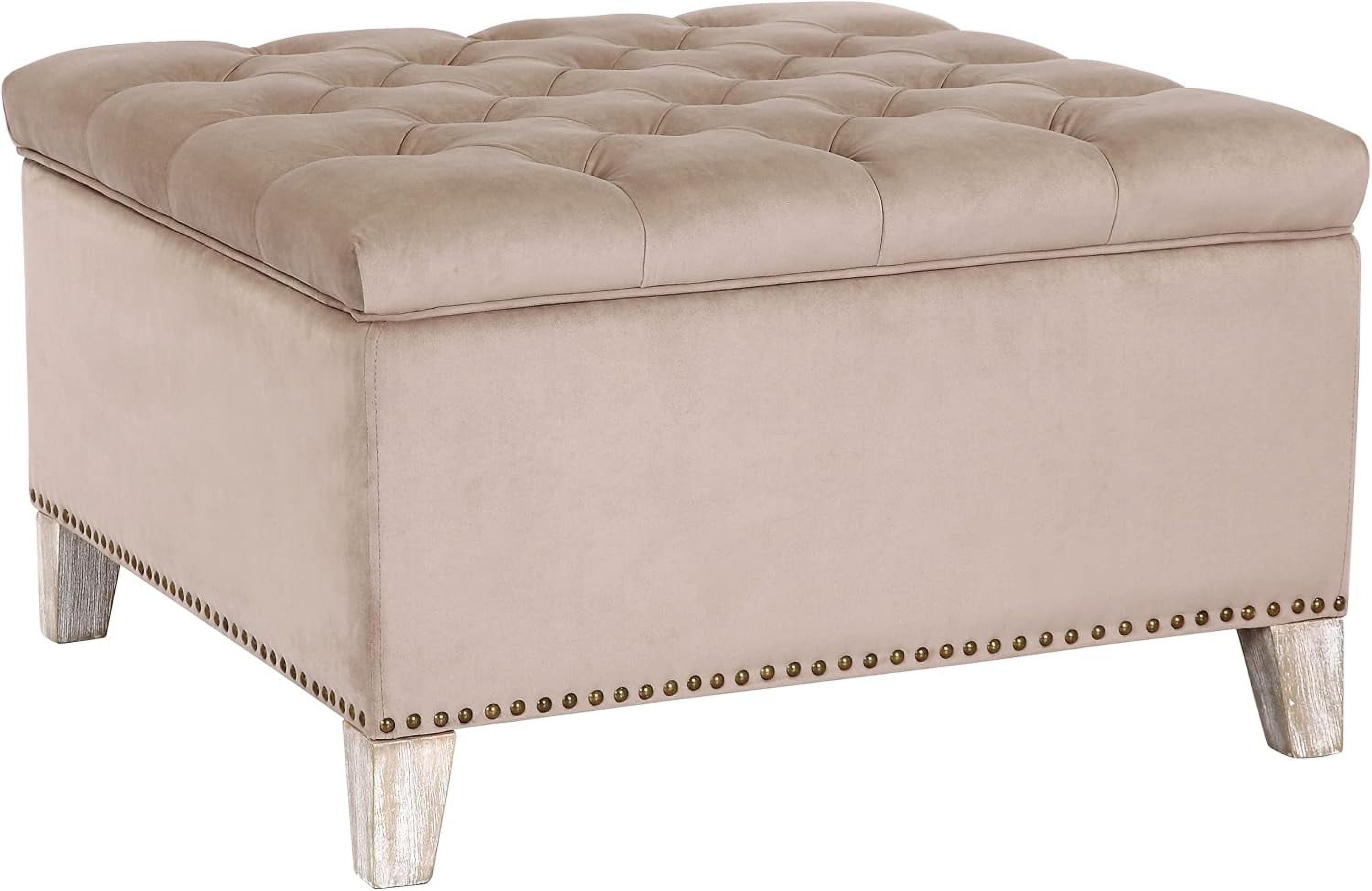WO Home Furniture 29.5" Wide Velvet Tufted Square Ottoman Storage for ...
