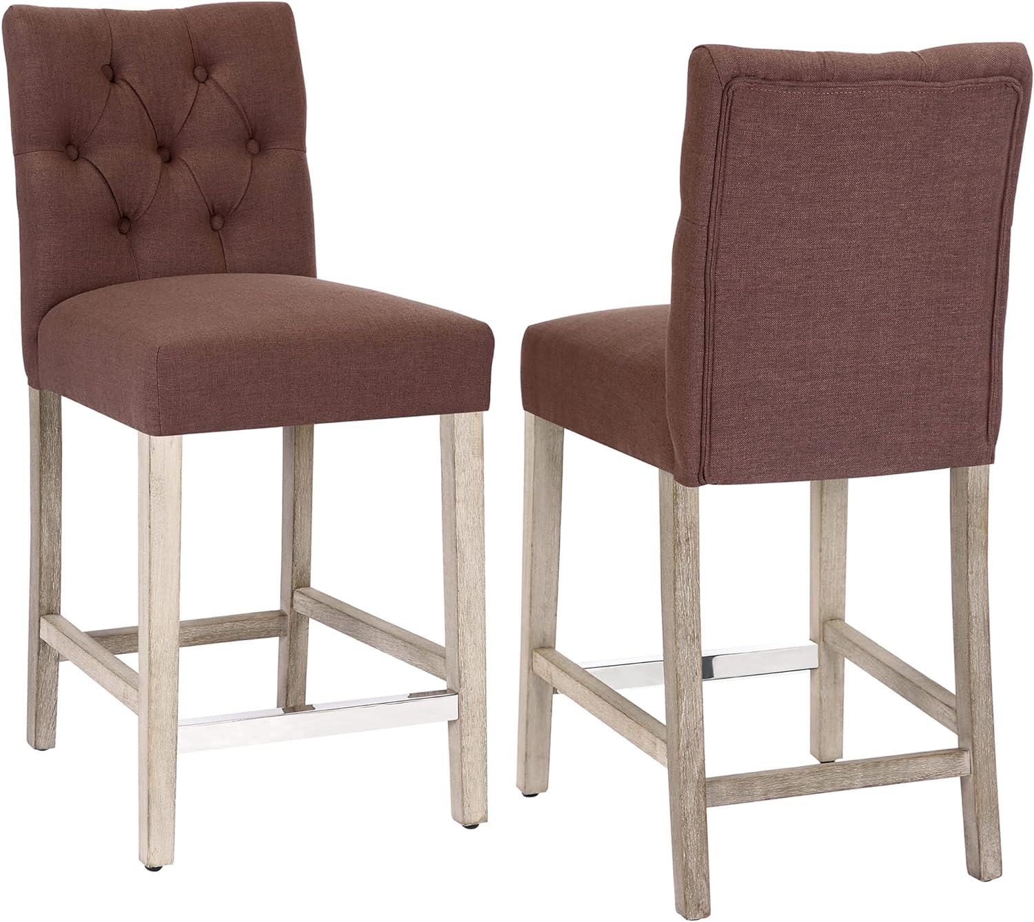 WO Upholstered Bar Stool Set of 2 Pcs - 24 inch Counter Bar Upholstered ...