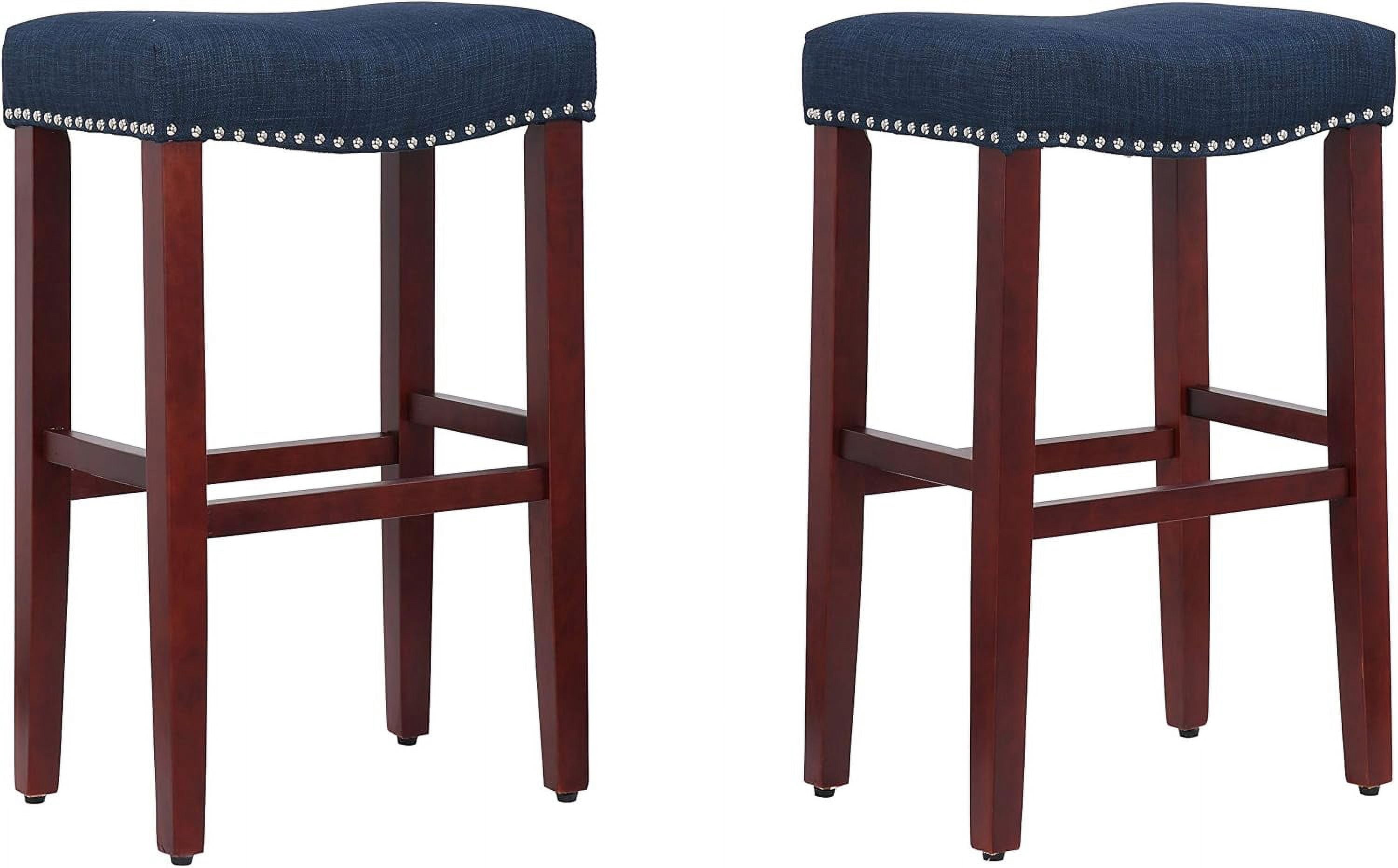 WO Upholstered Counter Stool 24" in 2 PCS Set Backless Saddle Seat ...