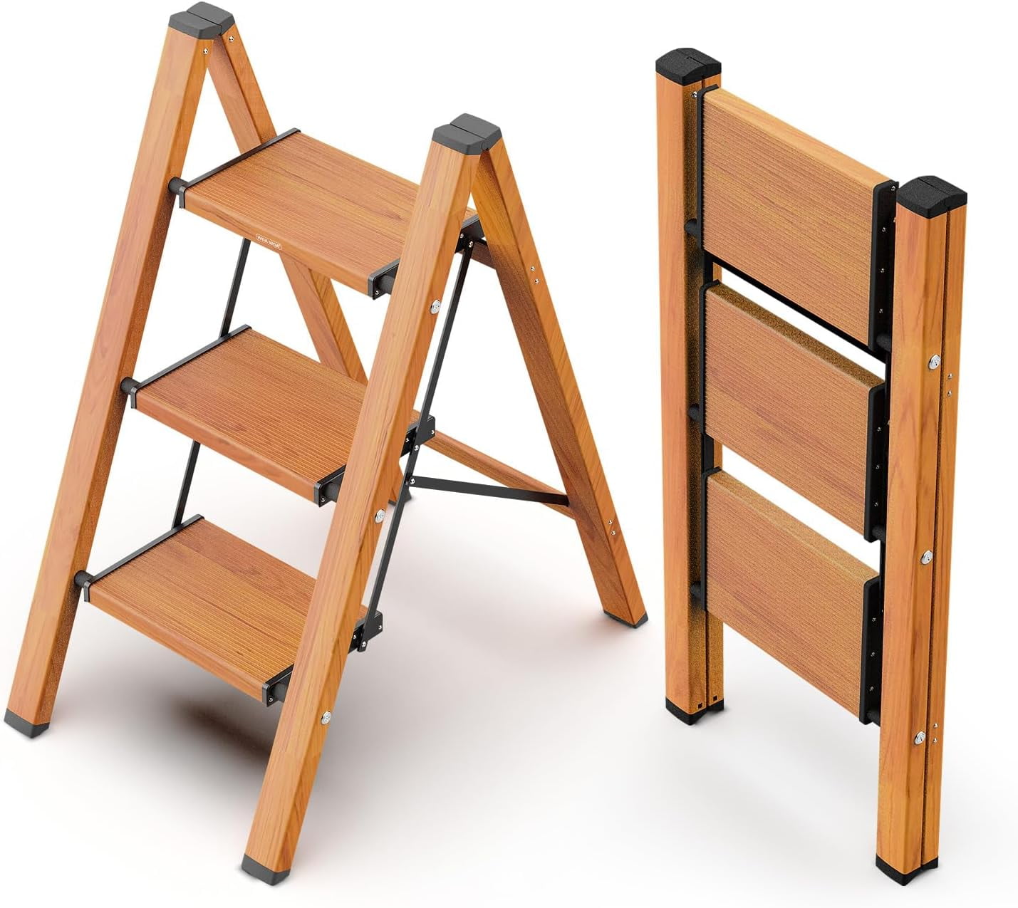 WOA WOA 3 Step Ladder, Lightweight Aluminum Stepladders with Widen ...
